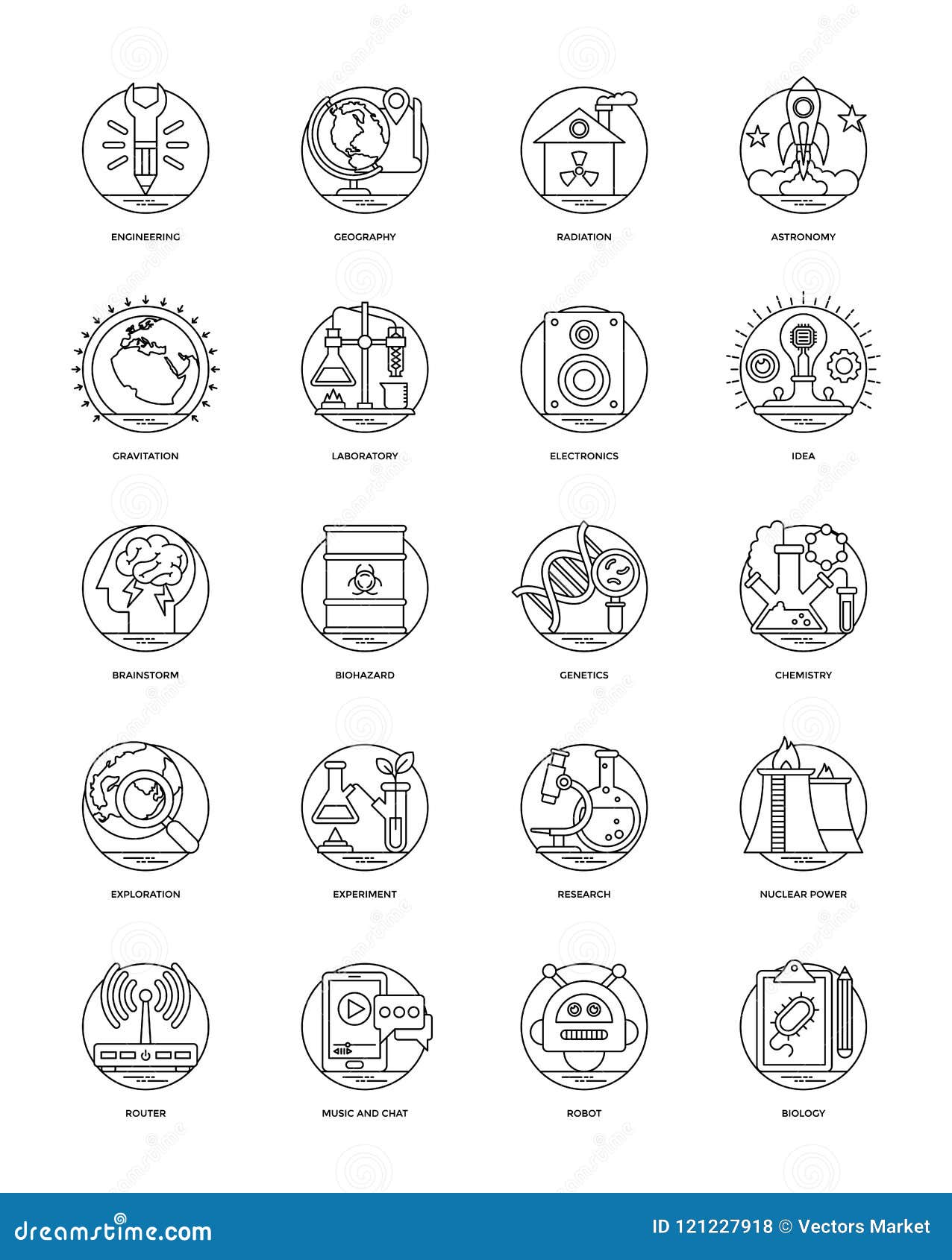 Science and Technology Line Vectors Set Stock Illustration ...