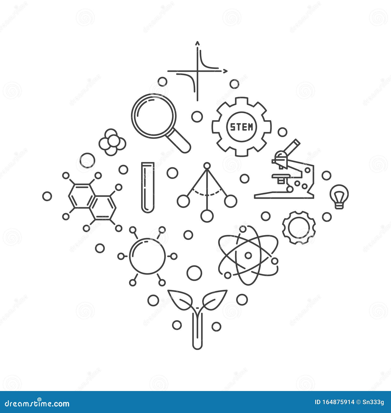 Science, Technology and Mathematics Vector Outline Illustration Stock ...