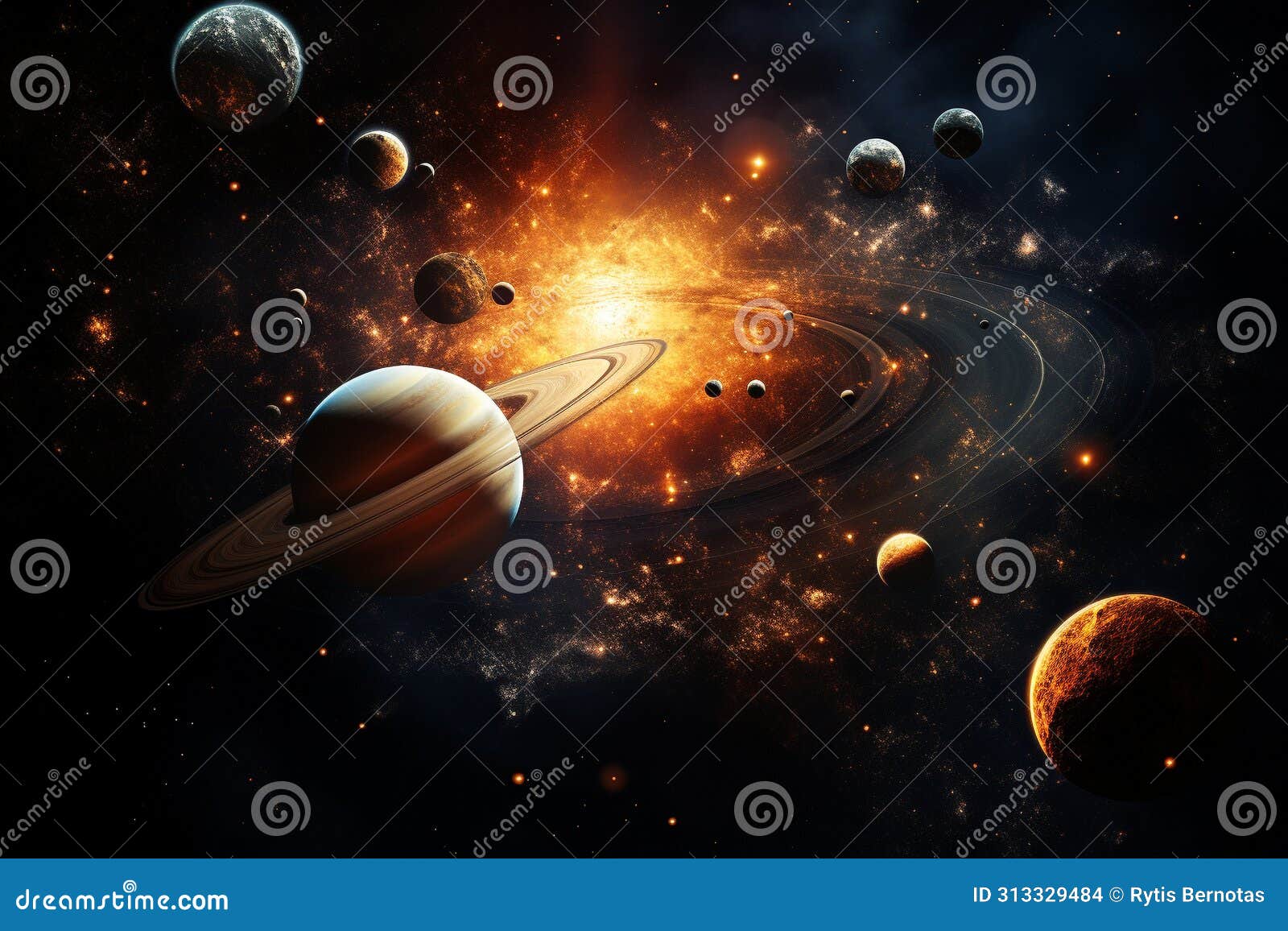 Solar System Surreal and Abstract Background Stock Illustration ...