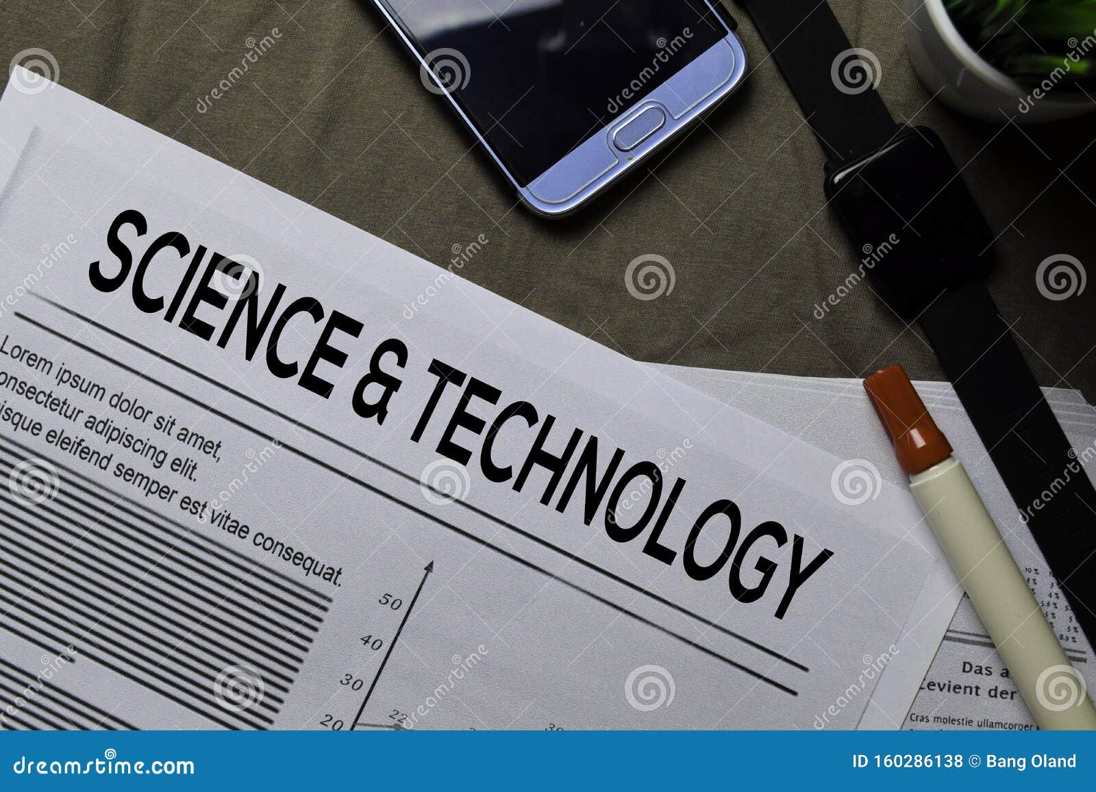 Science and Technology Text in Headline Isolated on Brown Background ...