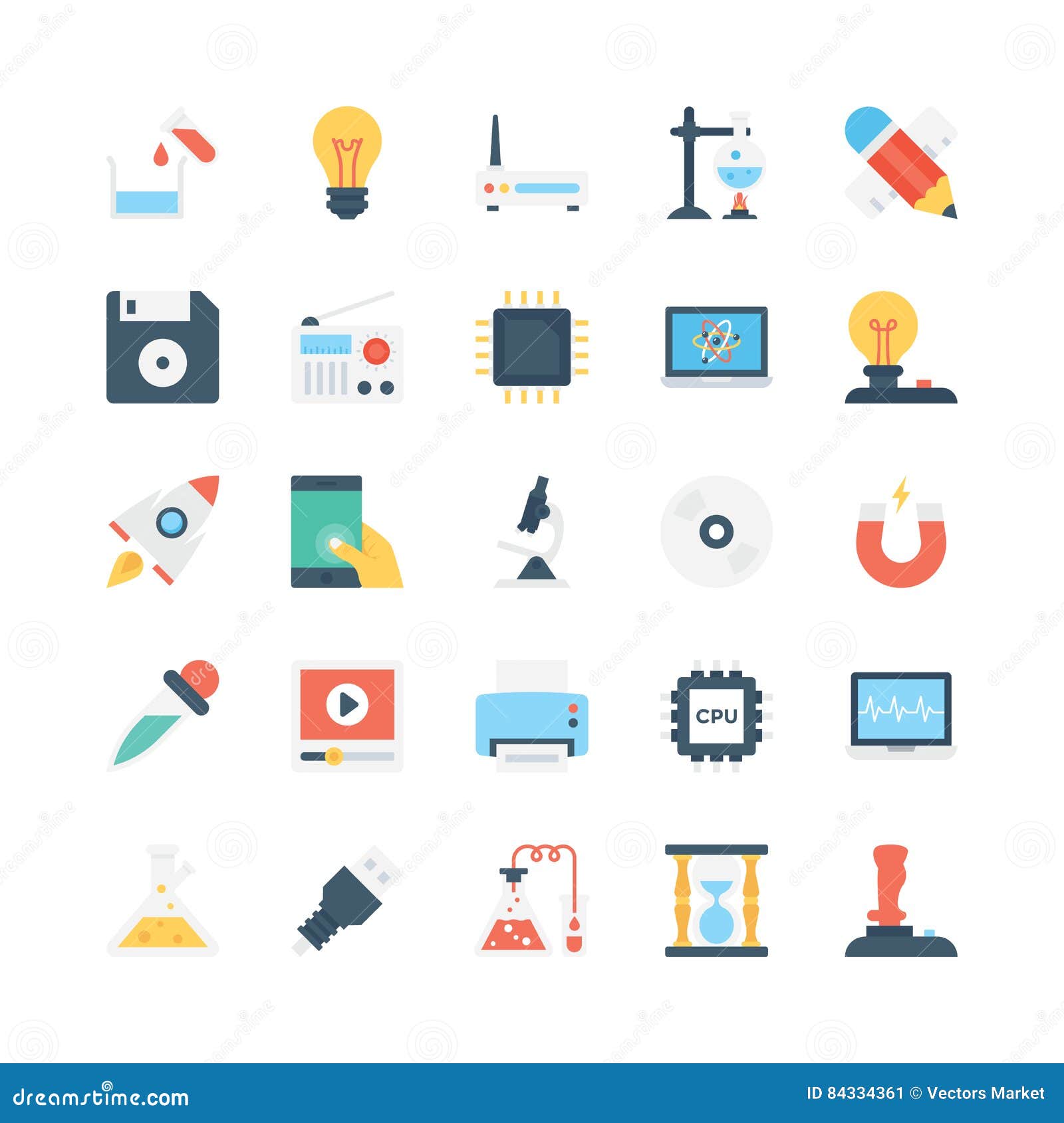 Science and Technology Vector Icons 4 Stock Illustration - Illustration ...