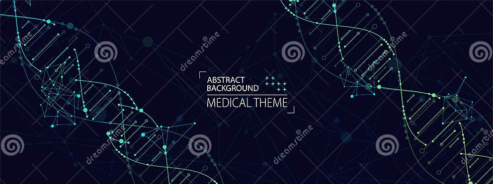Science Template, Abstract Background with a 3D DNA Molecules. Vector ...