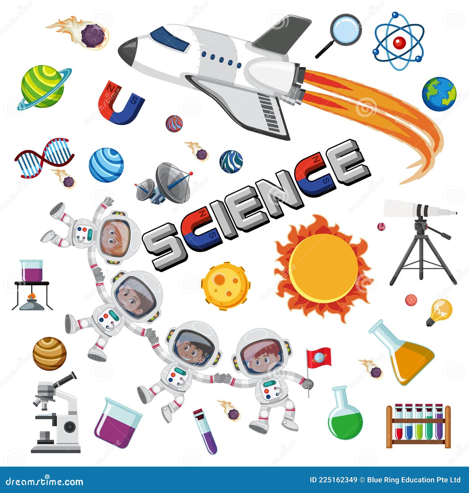 Science Text Icon with Elements Stock Vector - Illustration of atom ...