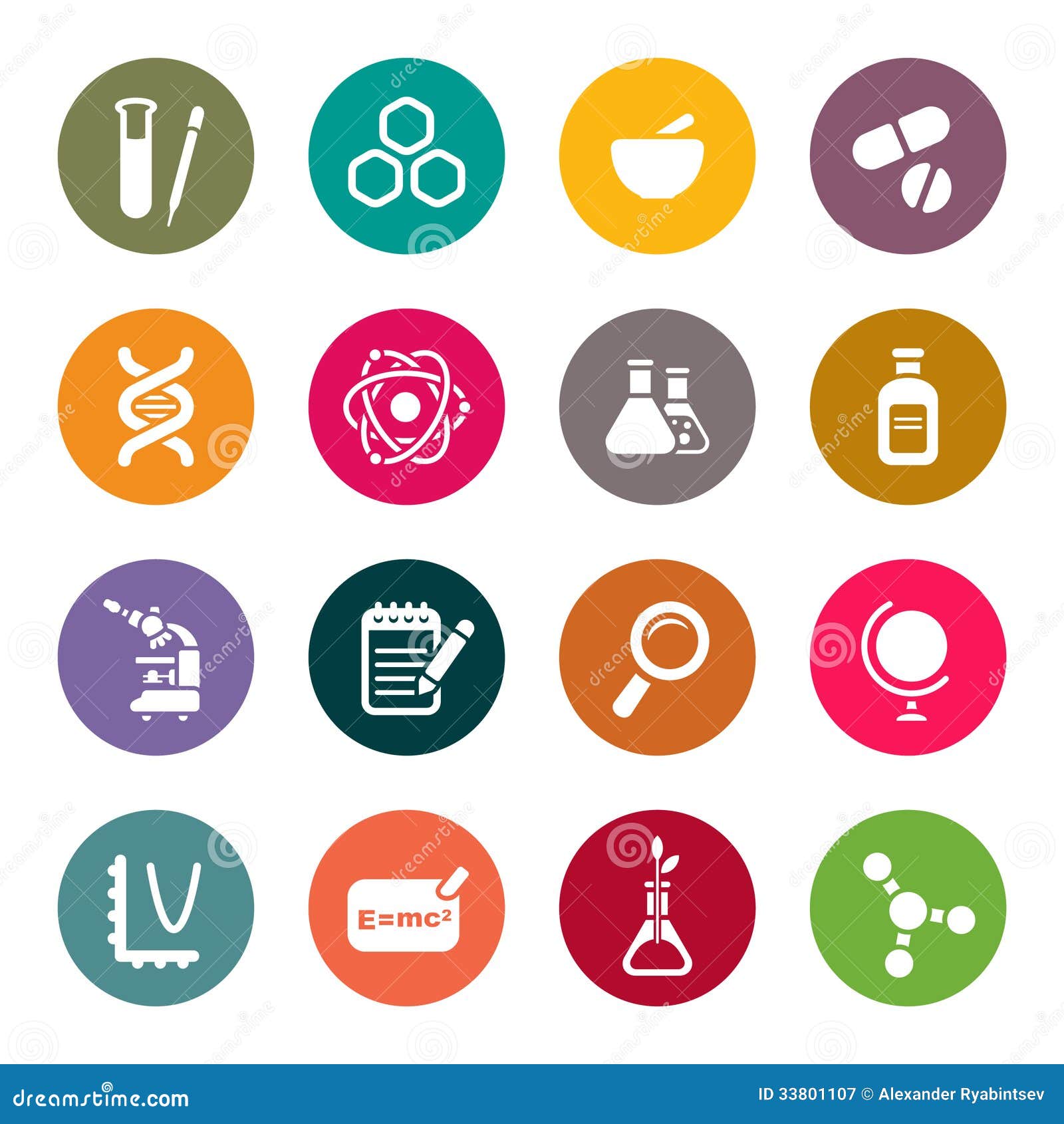 Science theme icon set stock vector. Illustration of particle - 33801107