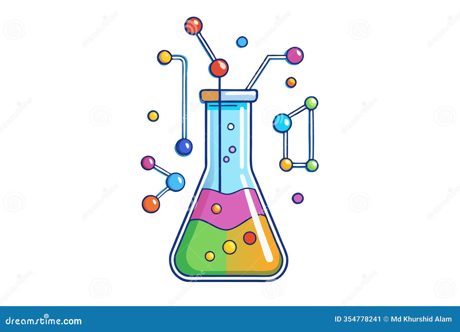 Science Themed Illustration of a Laboratory Beaker with Bubbling ...
