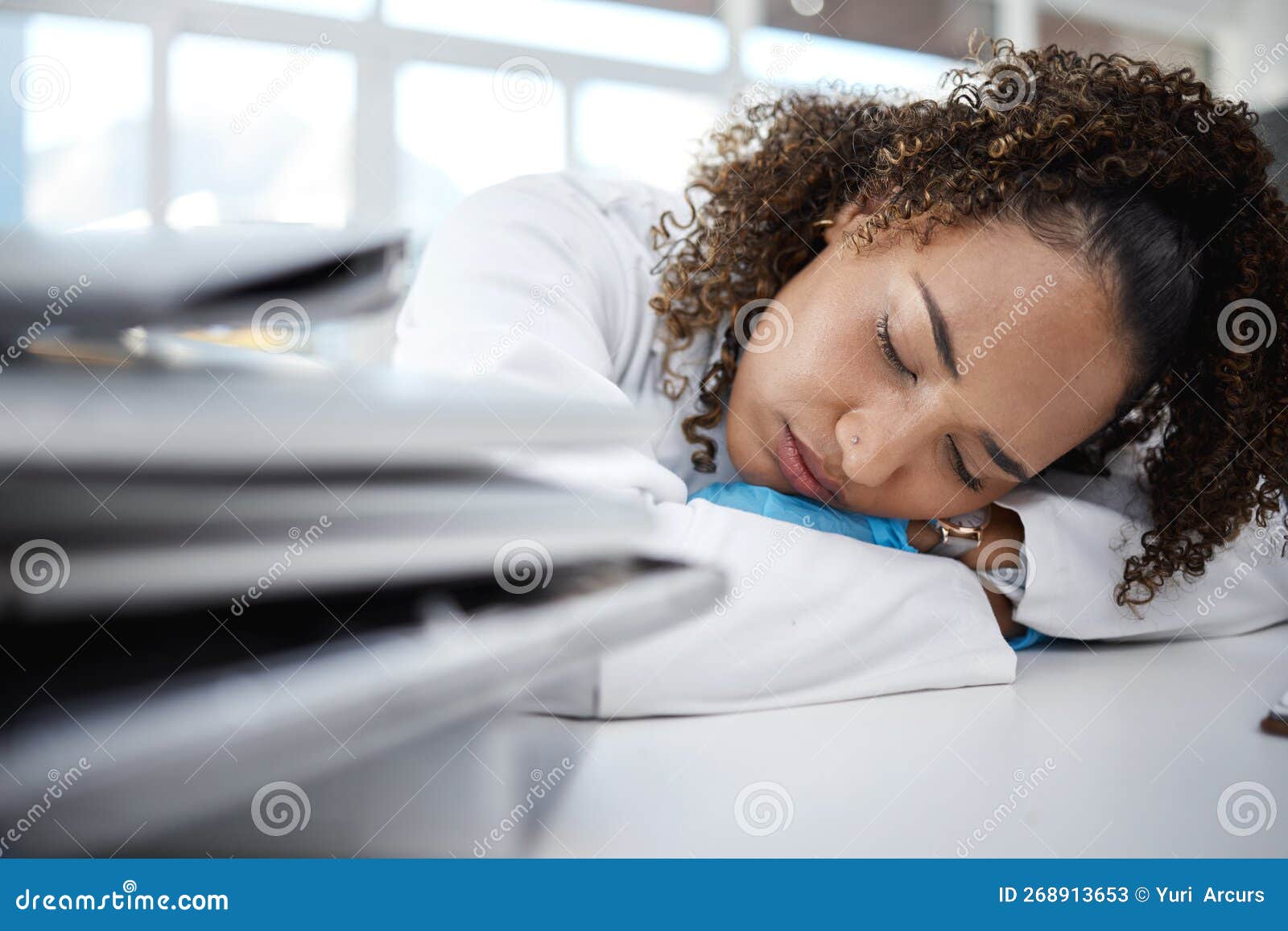 Science, Tired and Scientist Sleeping in Lab after Working on ...