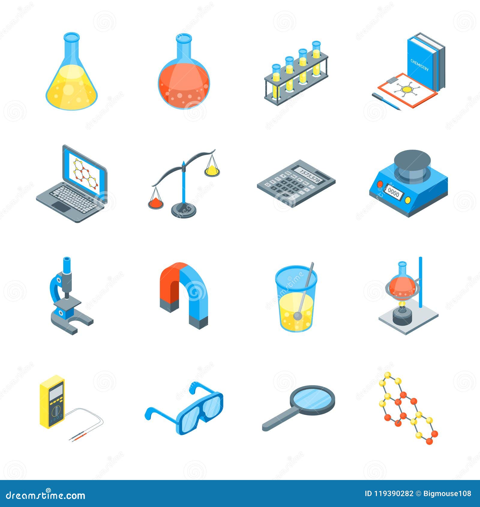 Science Tools and Elements 3d Icons Set Isometric View. Vector Stock ...