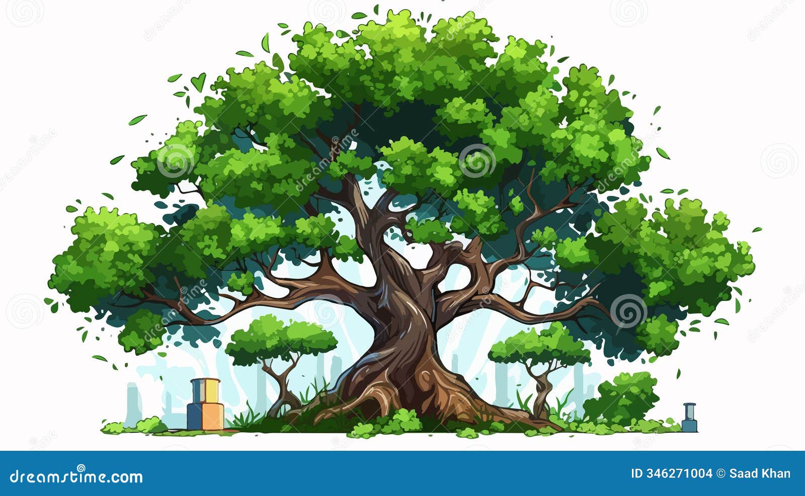 Science Tree Vector Drawing Cartoon Stock Illustration - Illustration ...