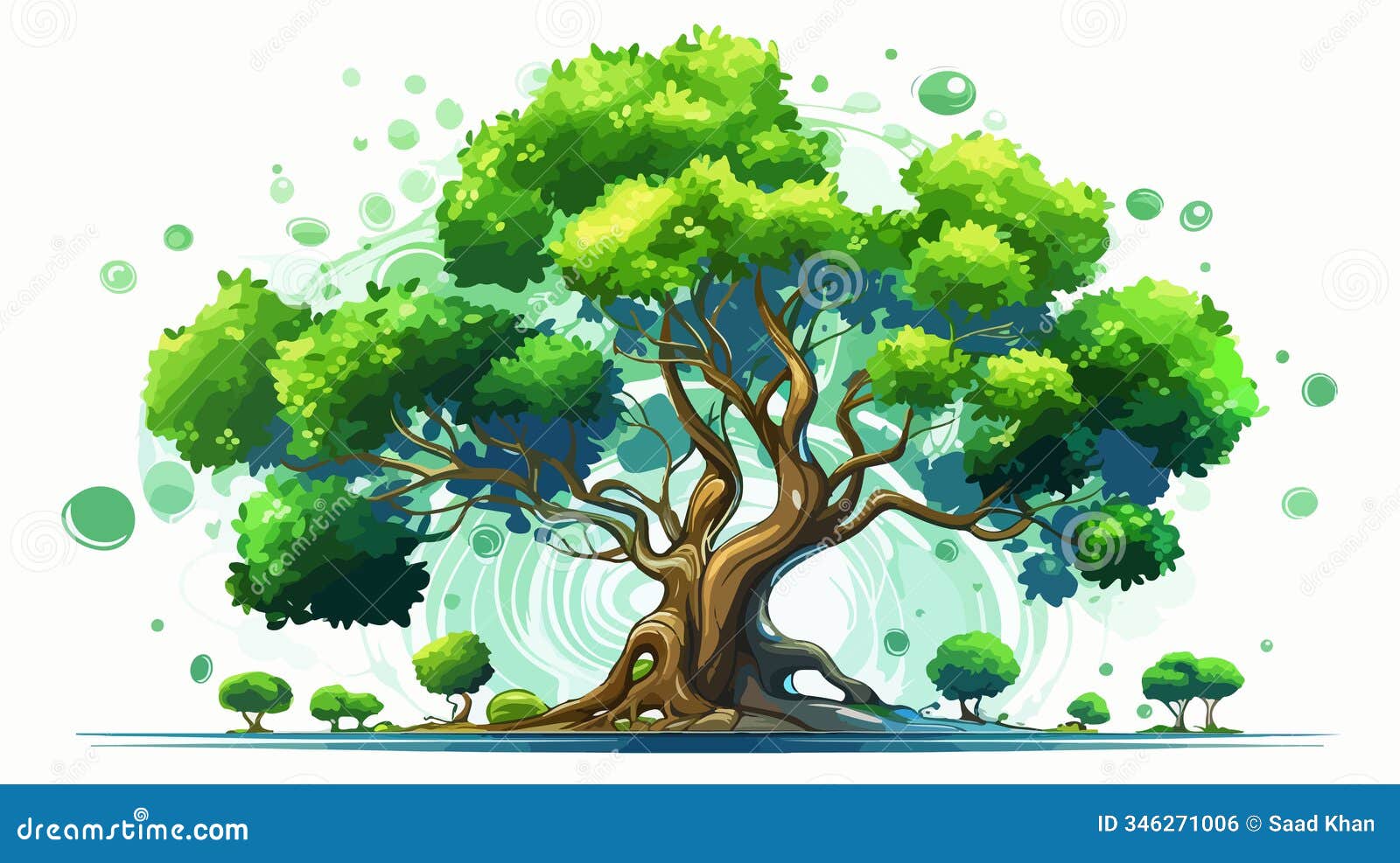 Science Tree Vector Drawing Cartoon Stock Vector - Illustration of ...