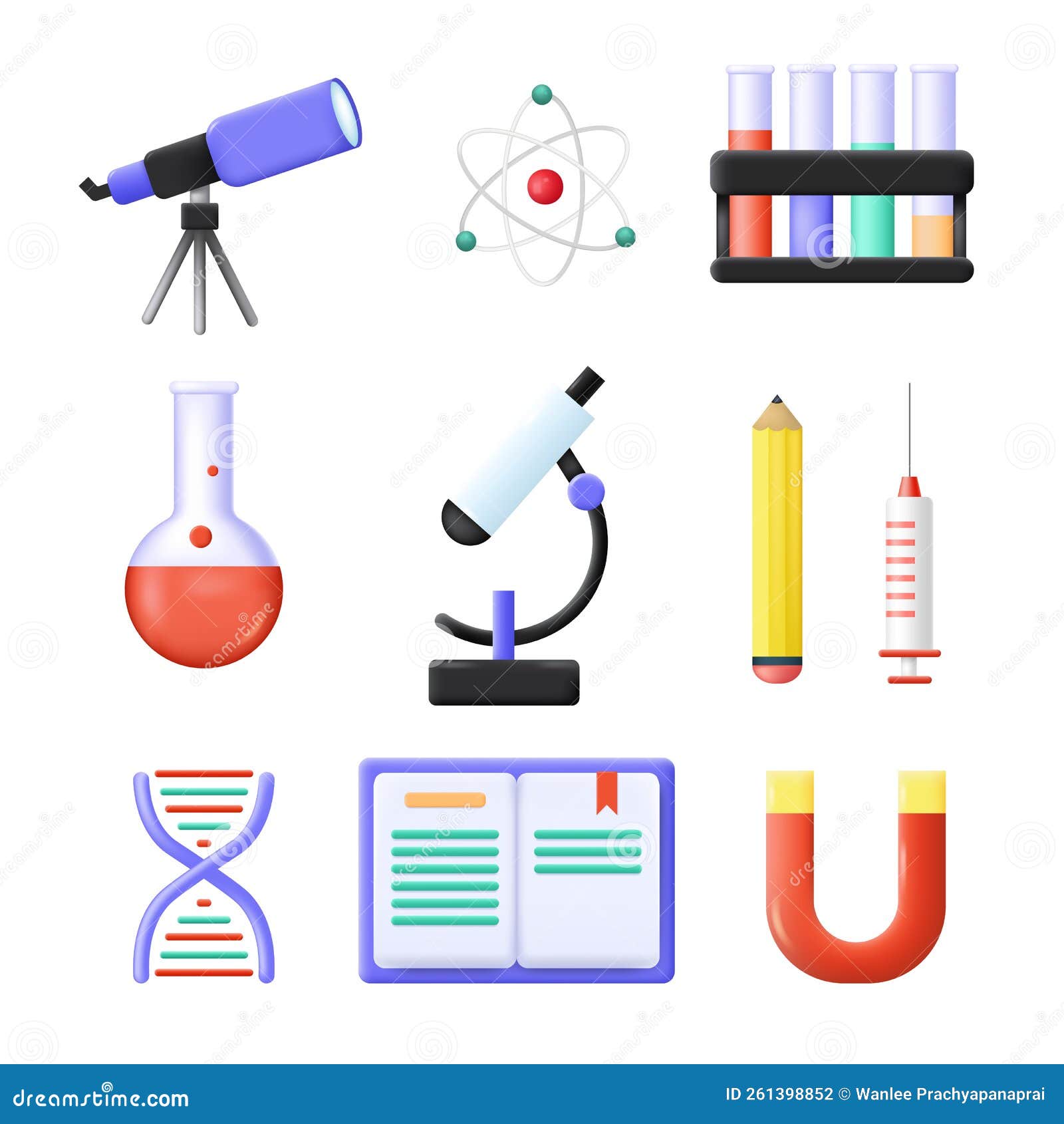 Science Vector 3d Icon Laboratory Research Set Stock Vector ...