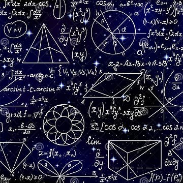 Science Vector Seamless Background with Math Figures, Plots and ...