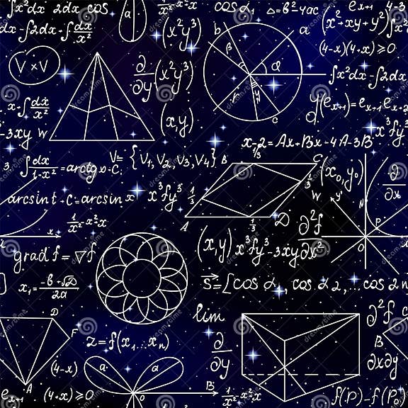 Science Vector Seamless Background with Math Figures, Plots and ...