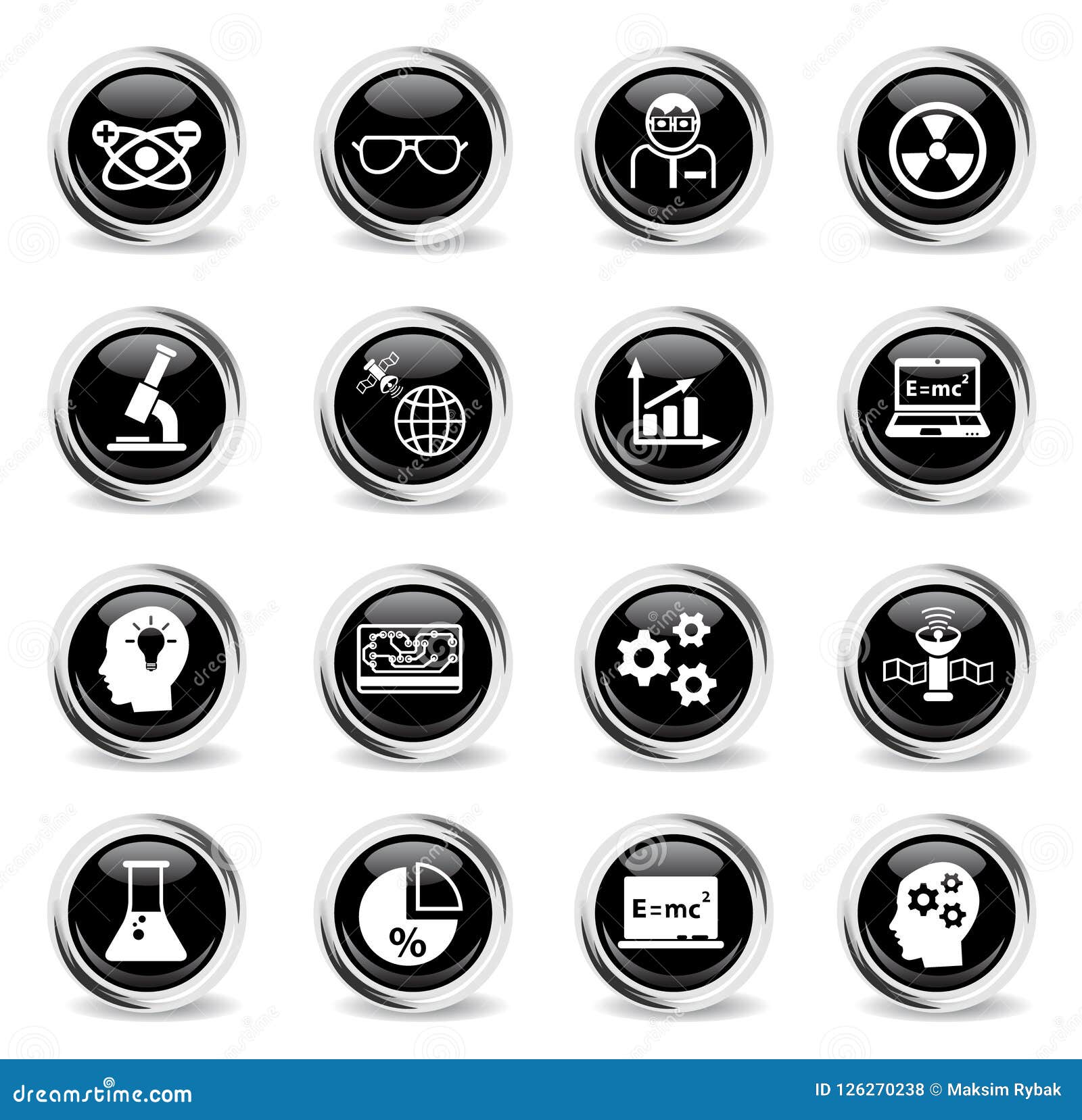 Science icon set stock vector. Illustration of head - 126270238