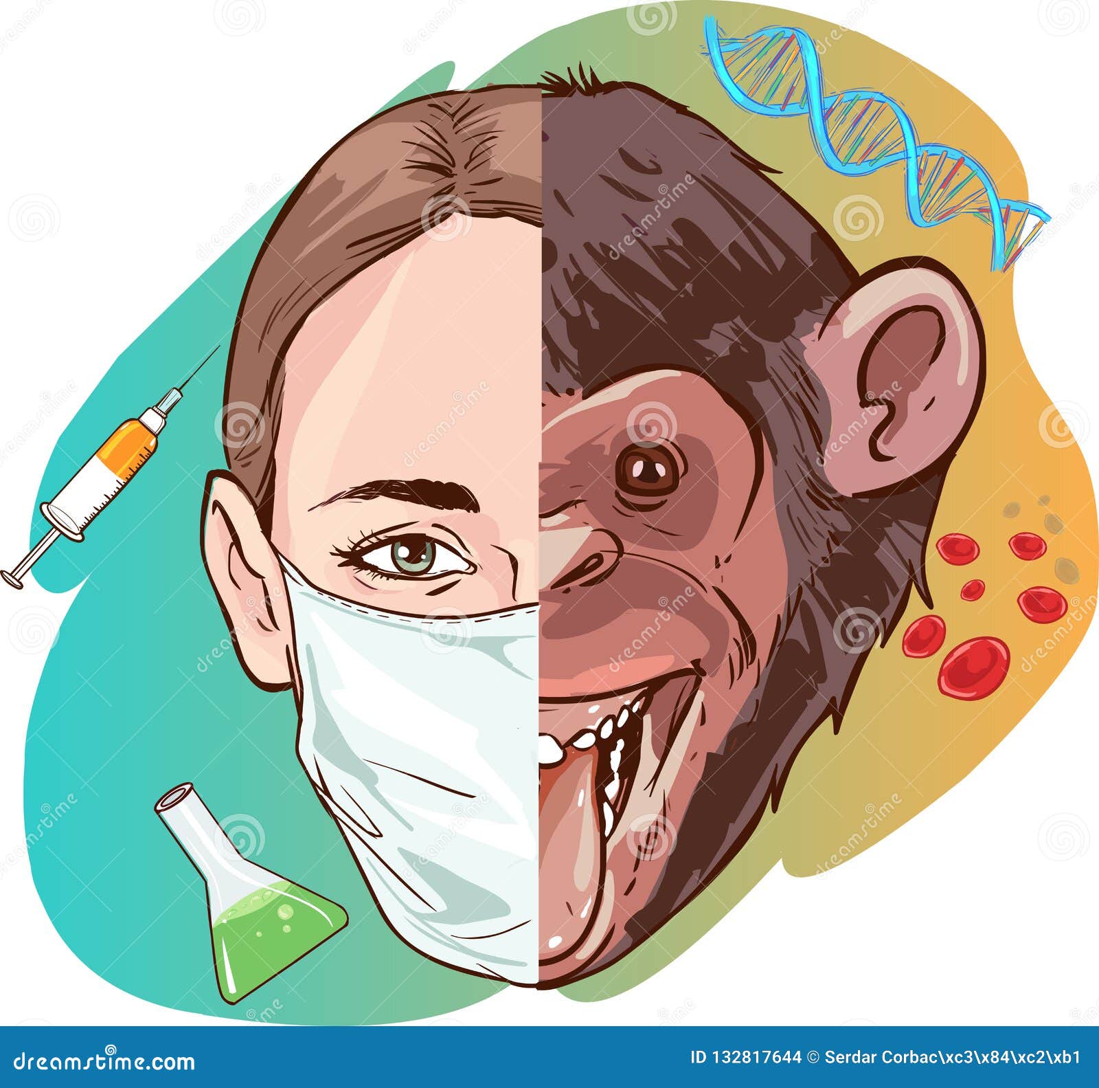 Science Woman and Monkey Vector Illustration Stock Vector ...
