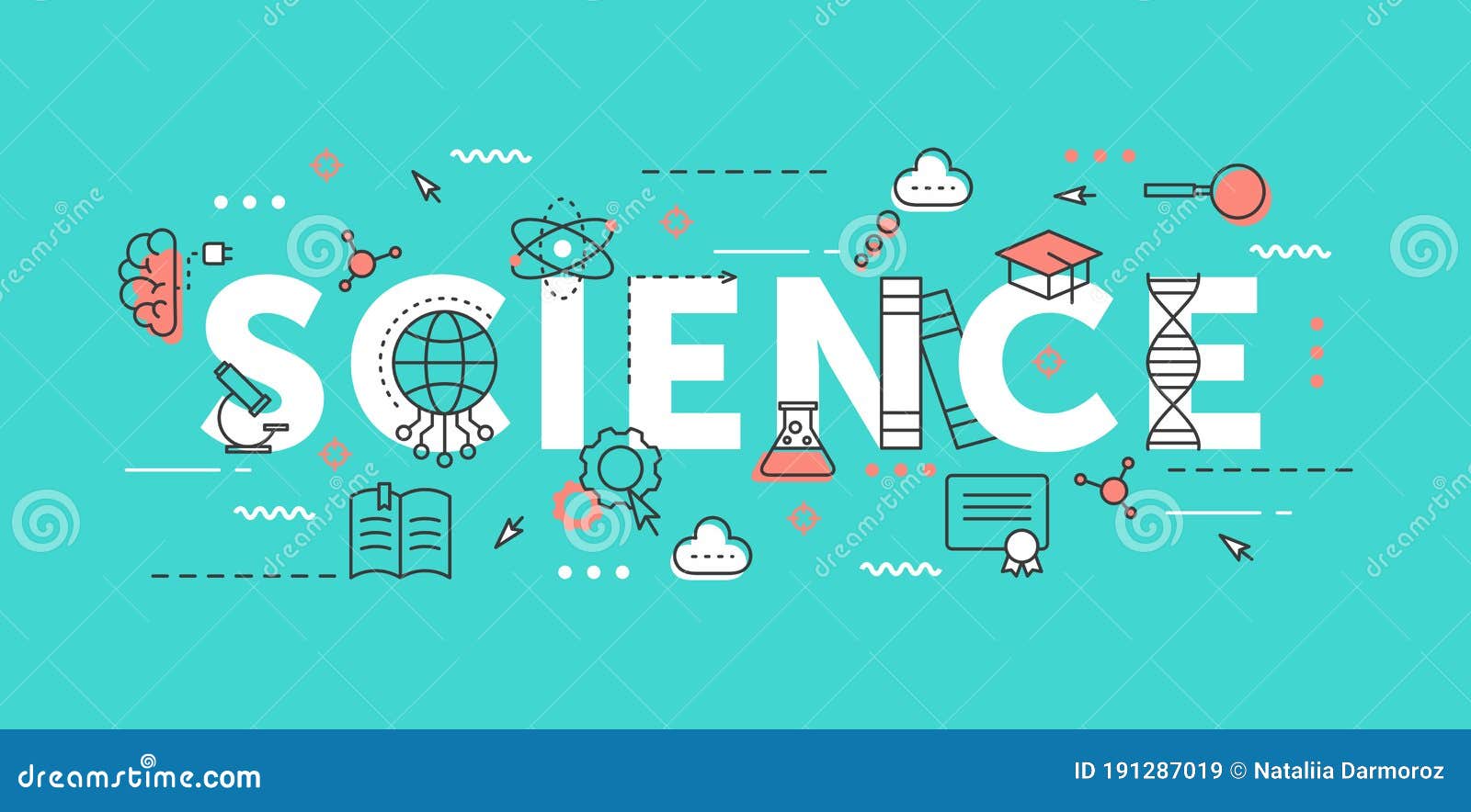 Science Word Thin Line Vector Illustration with Scientific Knowledge ...