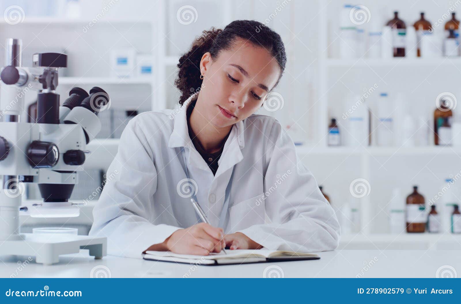 Science, Writing Notes and Woman in Laboratory for Research, Analytics ...