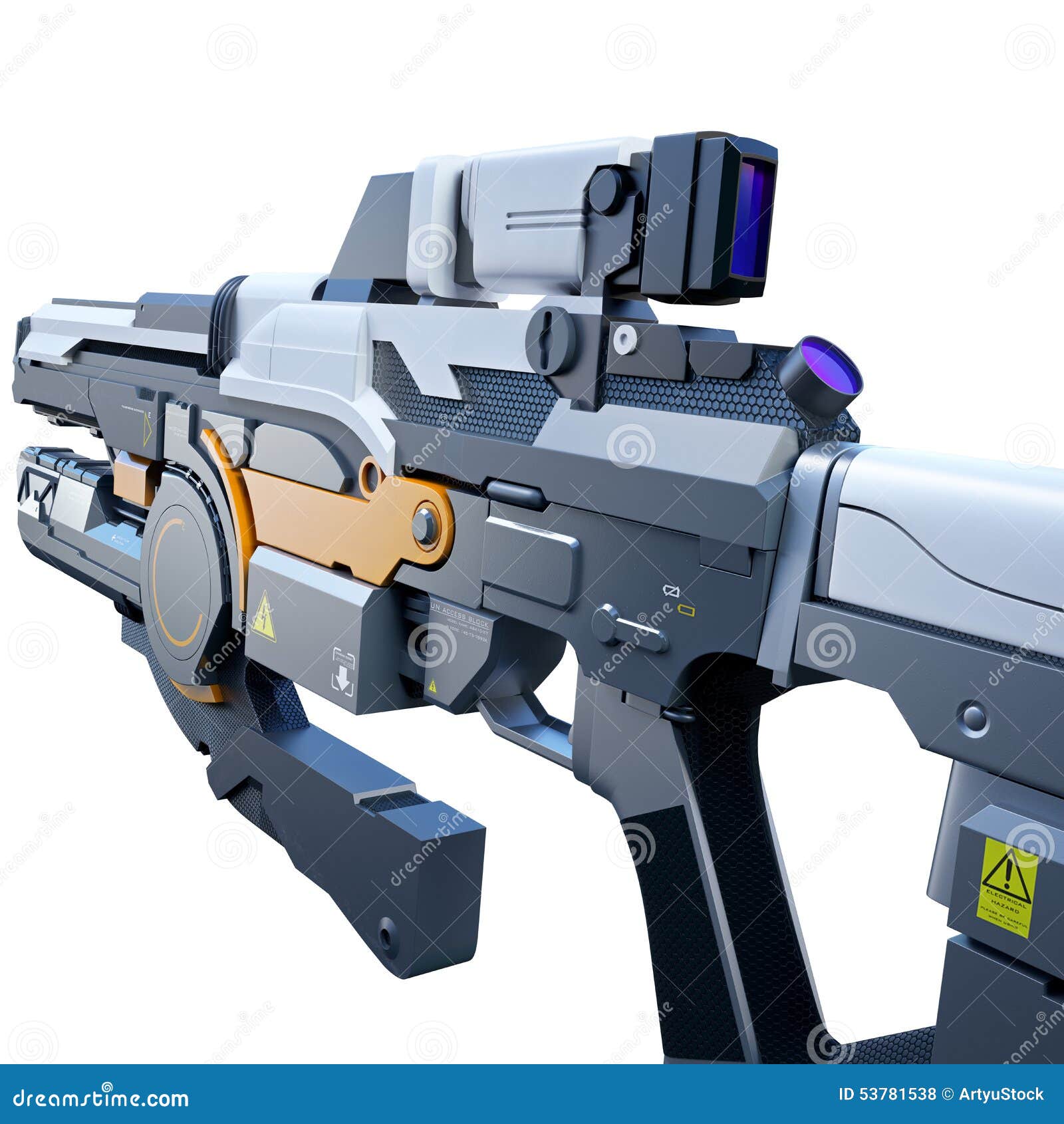 Sciencefiction Railgun stock abbildung. Illustration von feuer - 53781538