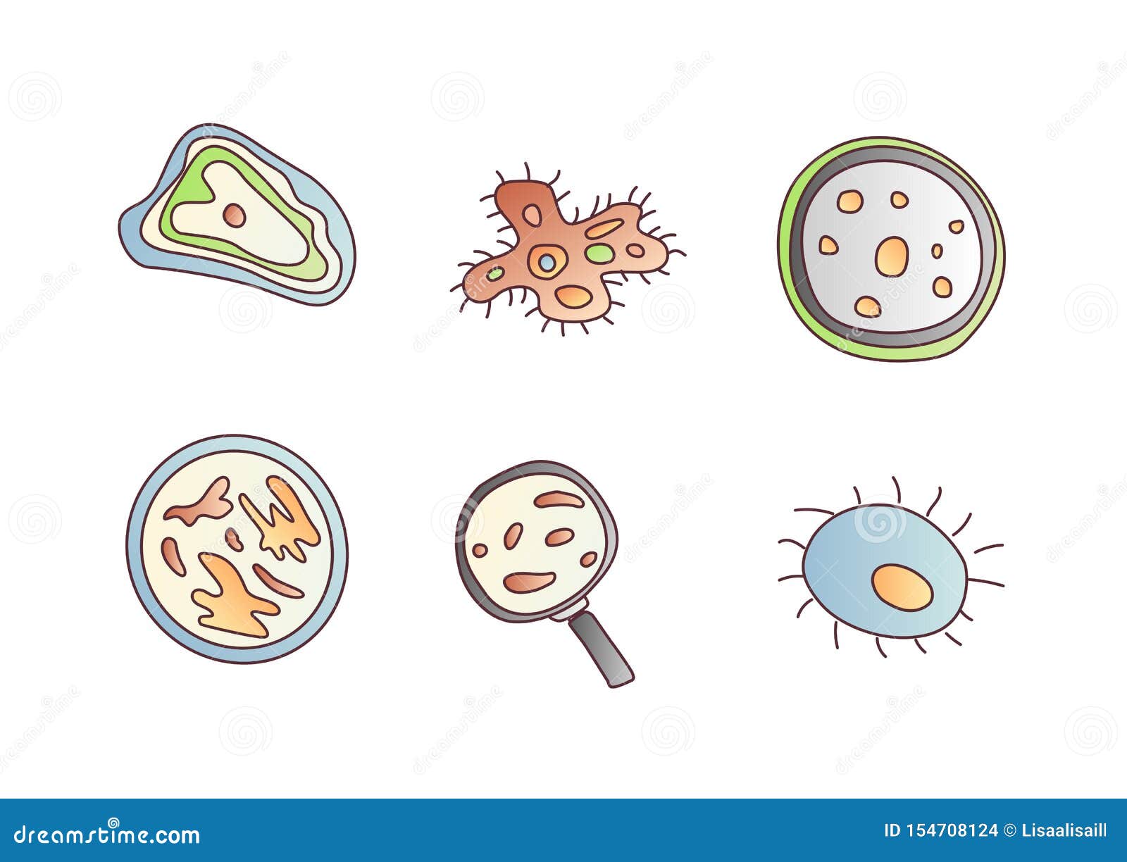 Scientic Research Cartoon Vector Icon. Molecules and Unicellular ...
