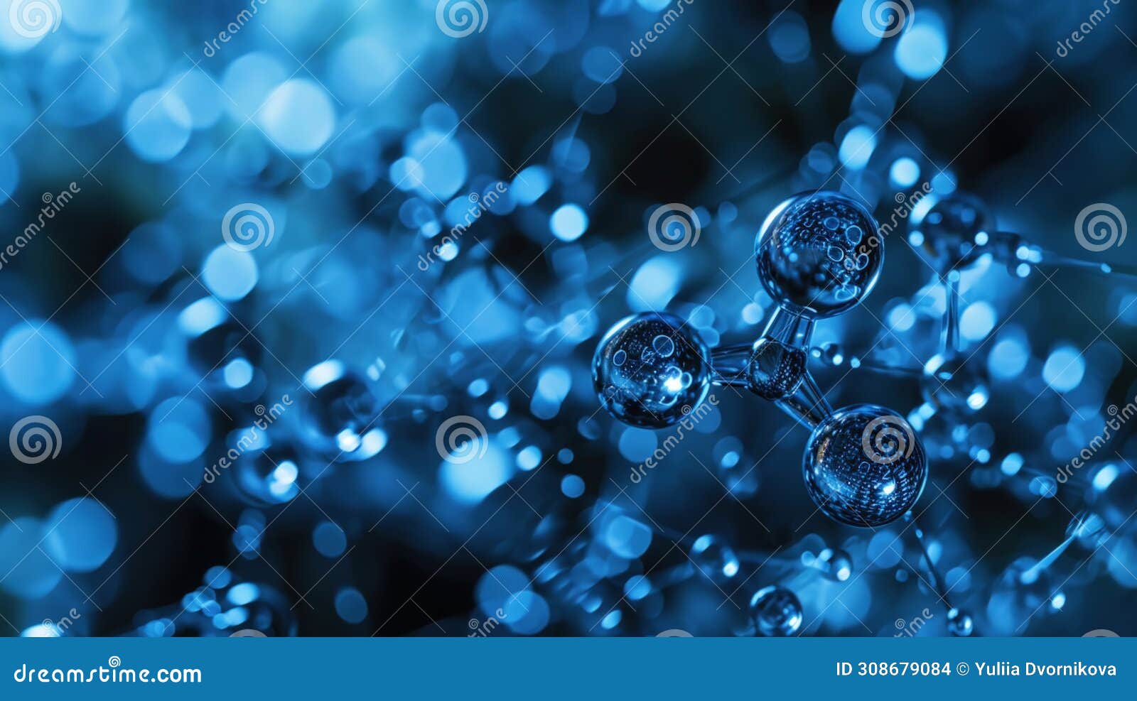 Scientific Backdrop. Molecular Structure at Atomic Level. Dark Blue ...