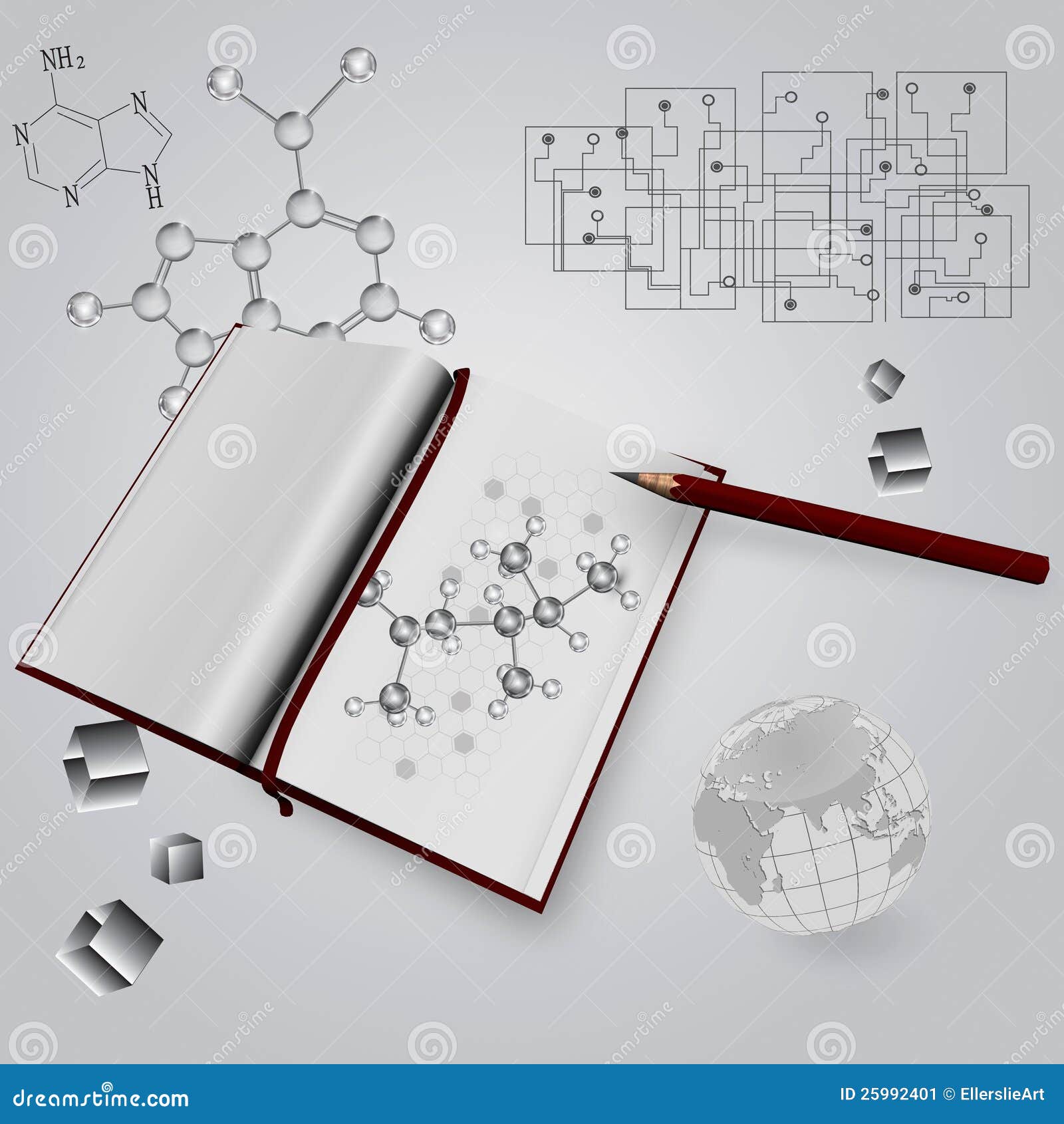 Scientific book stock illustration. Illustration of elements - 25992401