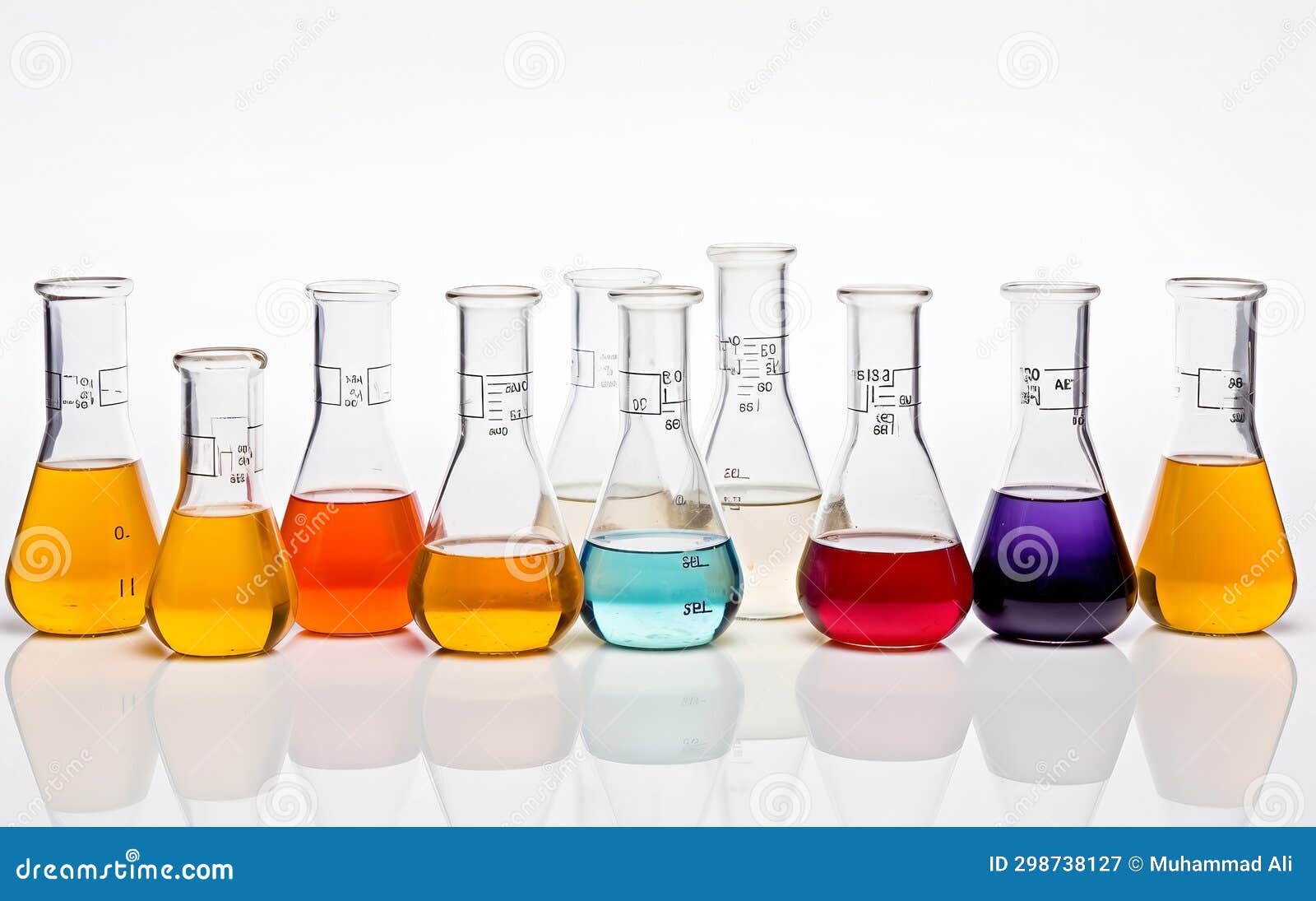 Scientific Bottle Array on White Background Stock Image - Image of ...