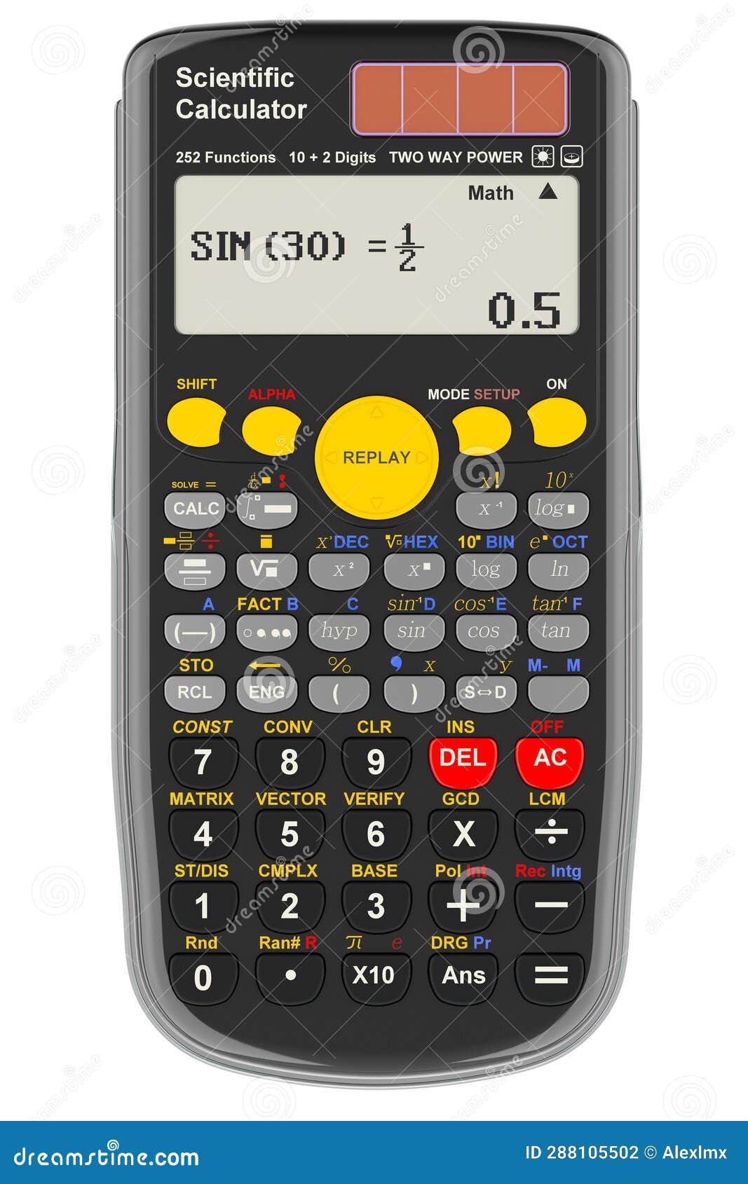 Scientific Calculator, Front View. 3D Rendering Stock Illustration ...