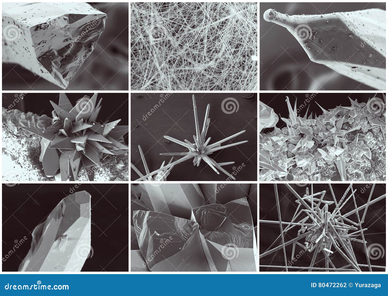 Scientific Collage. Crystal in Electron Microscope Stock Photo - Image ...