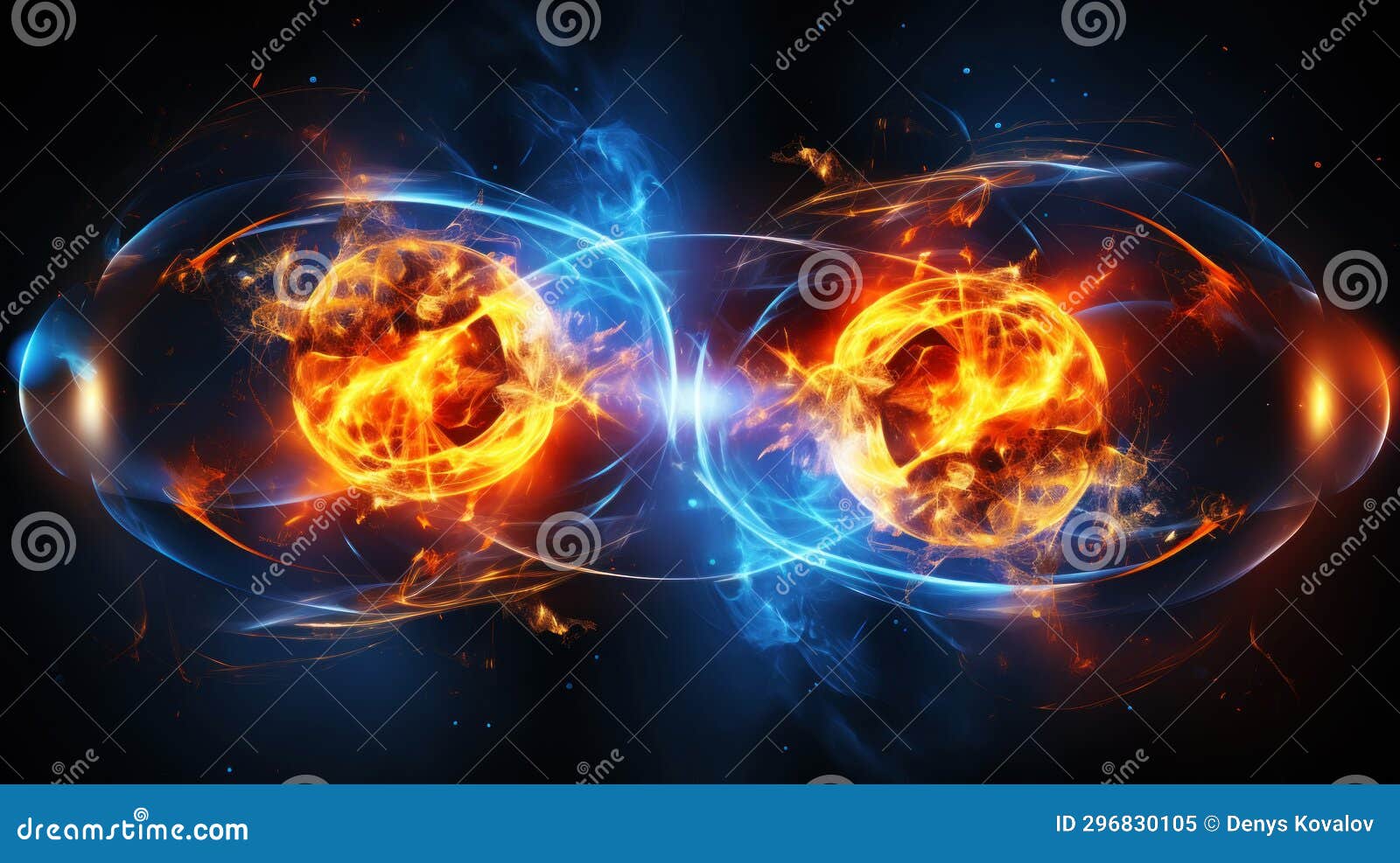 Scientific Concept of Depicting the Fusion of Two Atoms. Sci-fi ...
