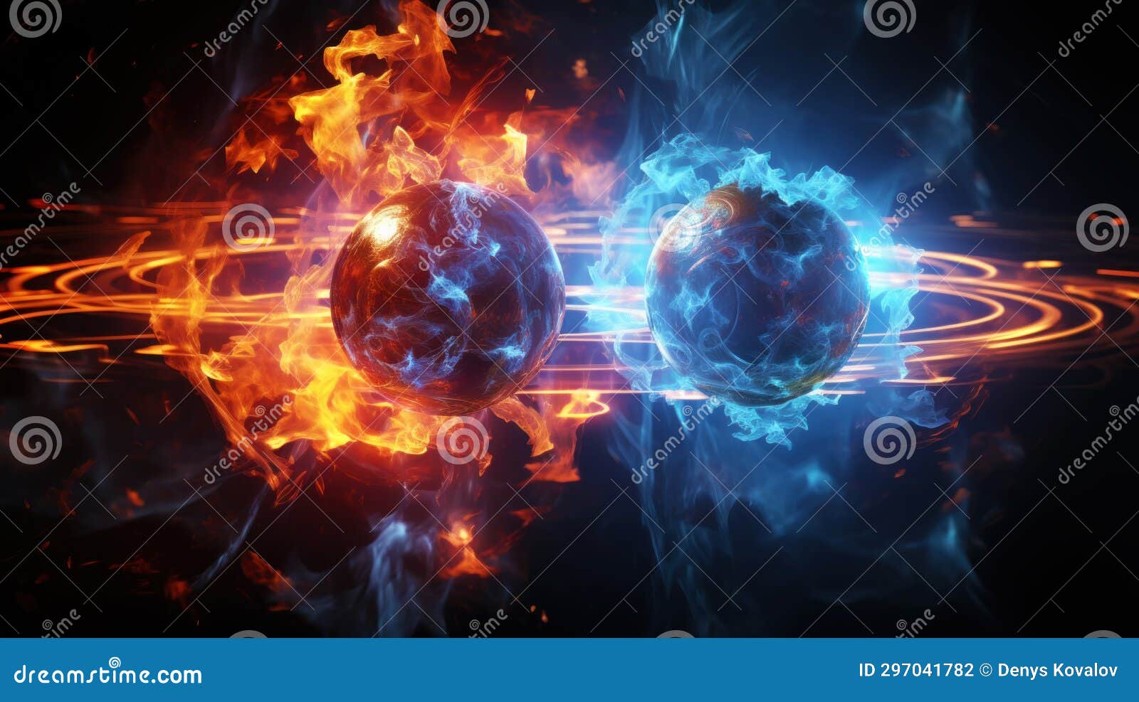Scientific Concept of Depicting the Fusion of Two Atoms. Sci-fi ...