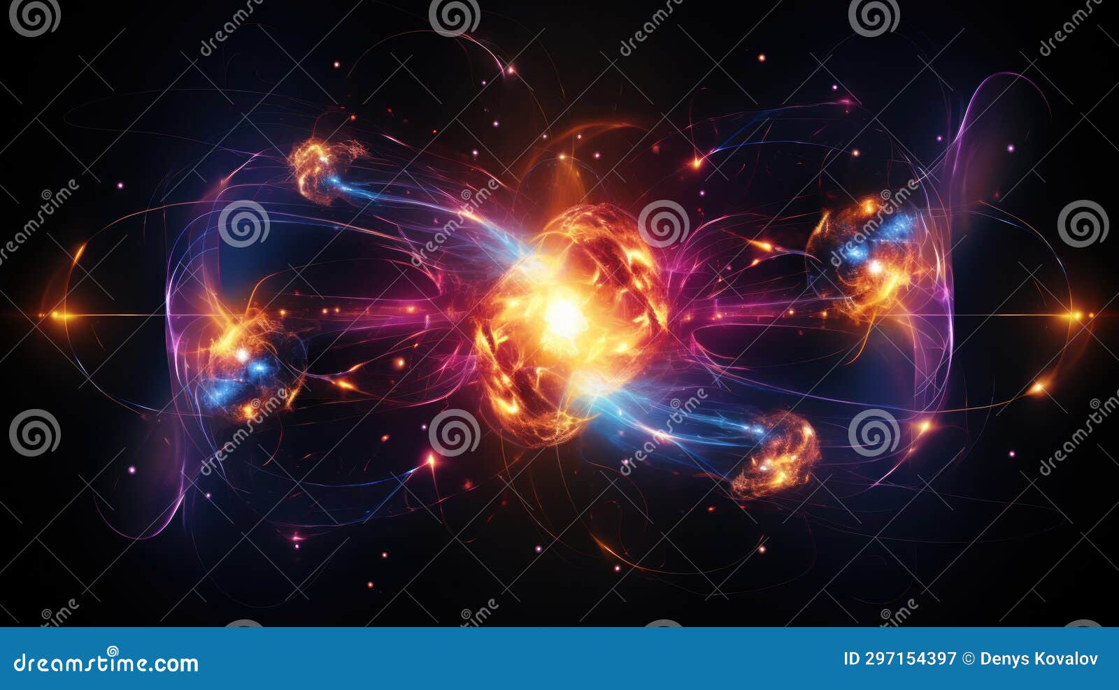 Scientific Concept of Depicting the Fusion of Two Atoms. Sci-fi ...