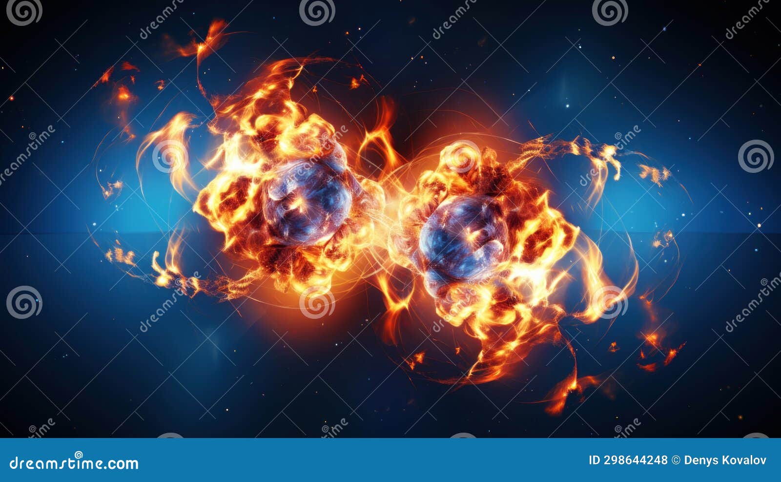 Scientific Concept of Depicting the Fusion of Two Atoms. Sci-fi ...