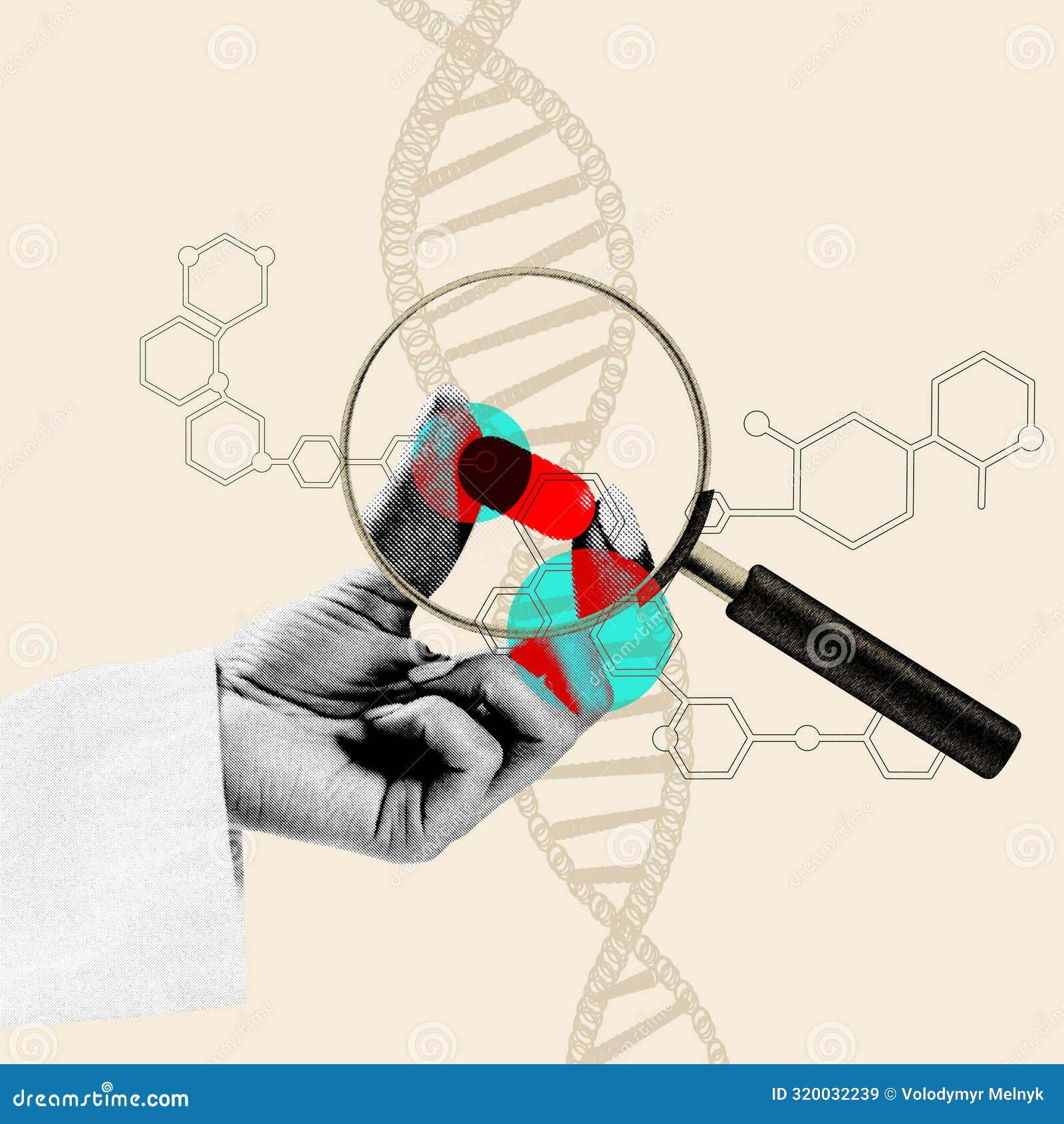 Scientific Discovery through Analysis. Scientist with Magnifying Glass ...