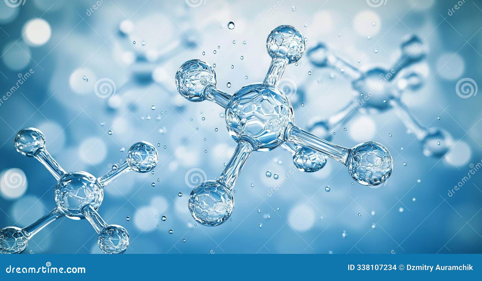 Scientific Element H2 - Floating Hydrogen Molecules on Blue Background ...