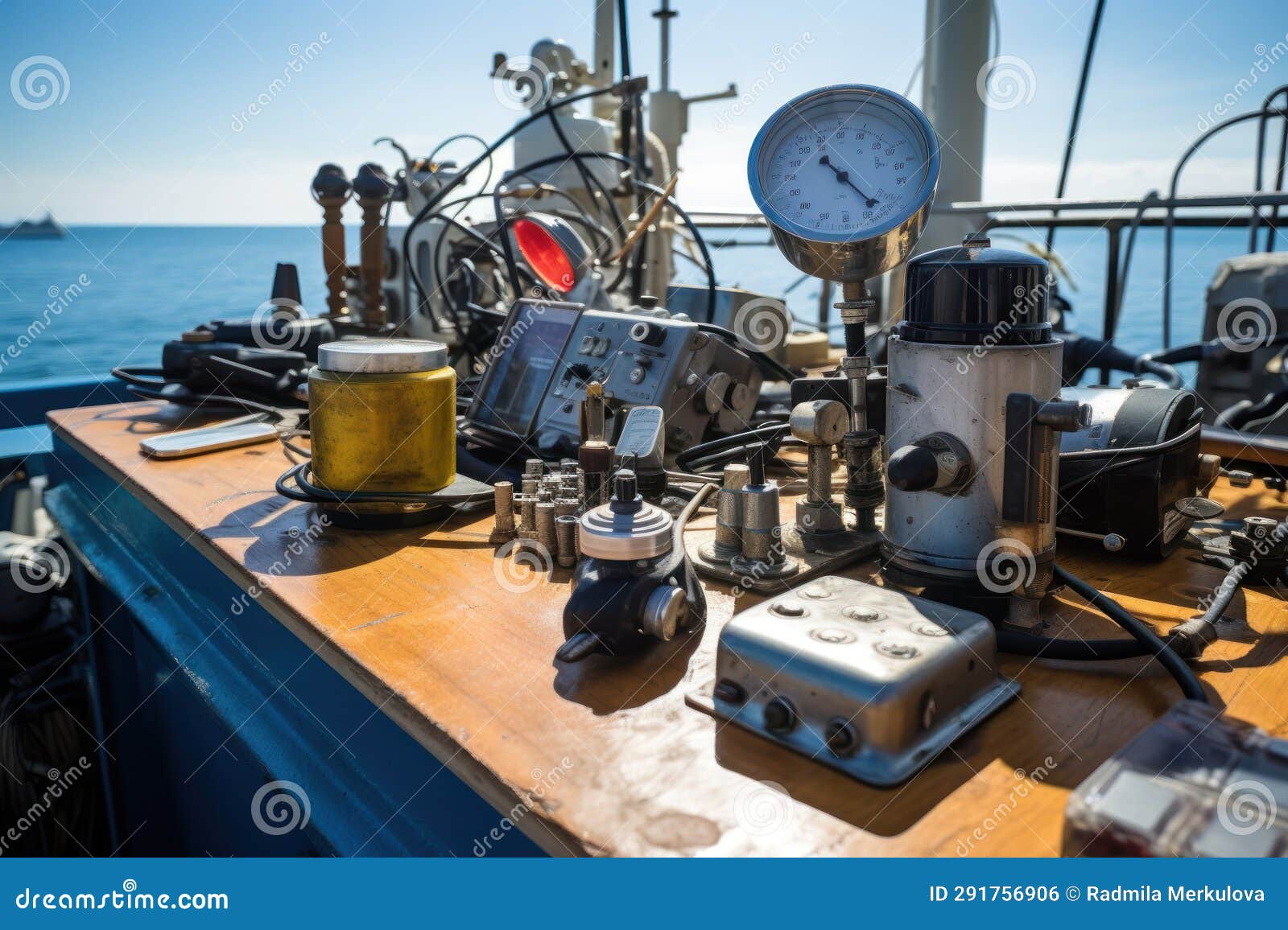 Scientific Equipment on the Deck of a Research Vessel, Close Up Stock ...