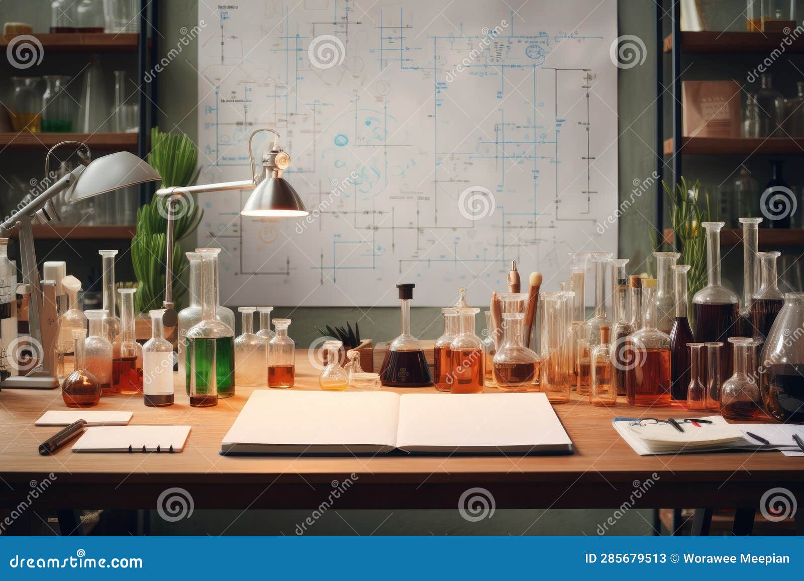 Scientific Equipments Spread on Desk. Generative AI Stock Image - Image ...