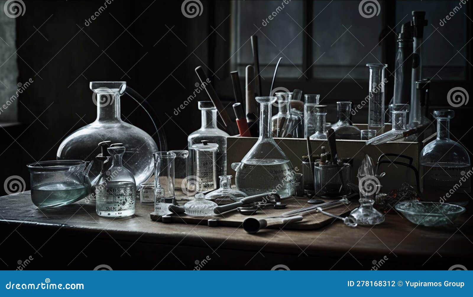 Scientific Experiment Analyzing Liquid in Laboratory Equipment ...