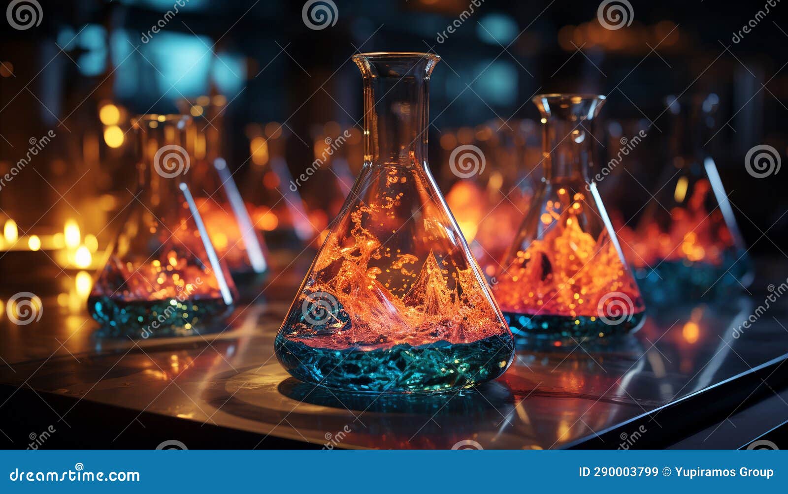 Scientific Experiment Liquid in Beaker, Glass Material, Close Up ...