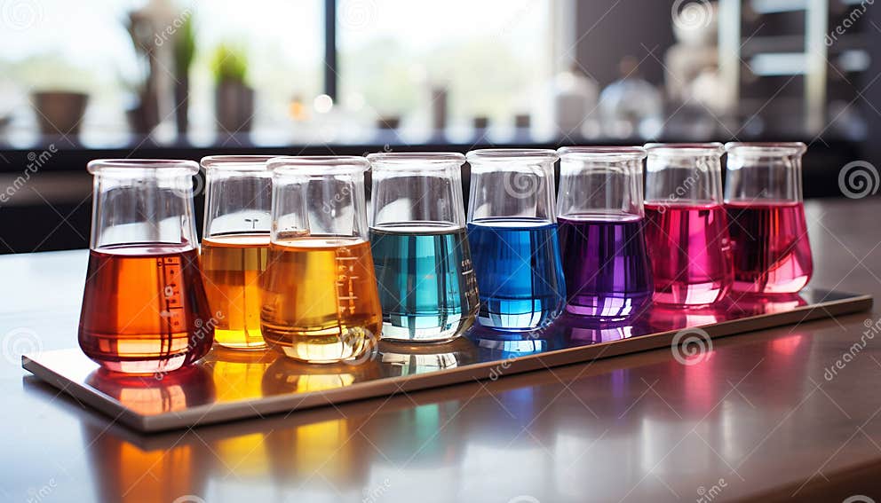 Scientific Experiment Liquid in Multi Colored Glass Generated by AI ...