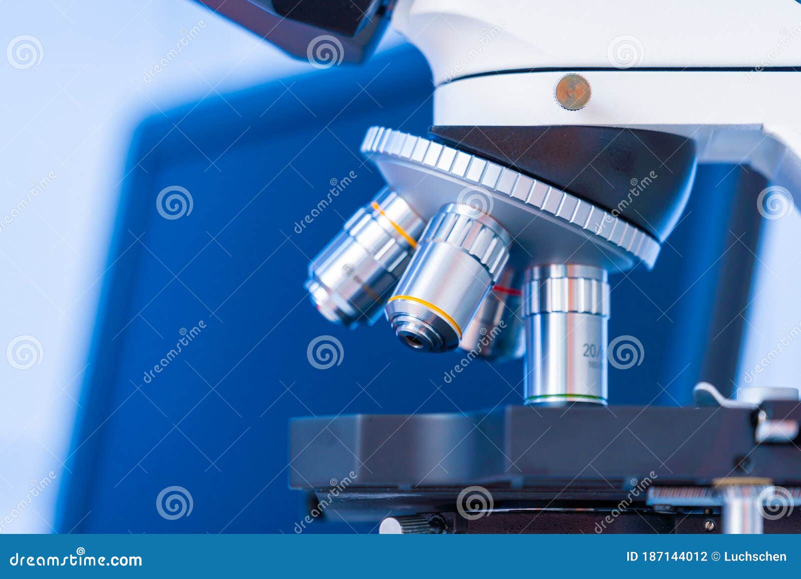 Scientific Experiment in Microbiological Lab. Microscope and Test Tube ...