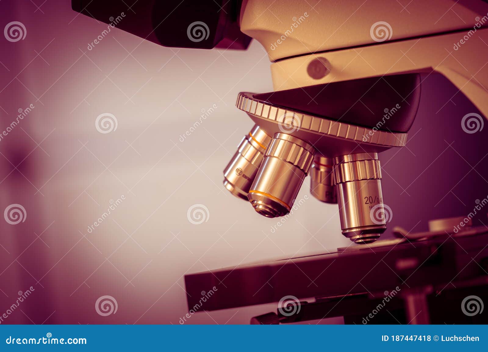 Scientific Experiment in Microbiological Lab. Microscope and Test Tube ...