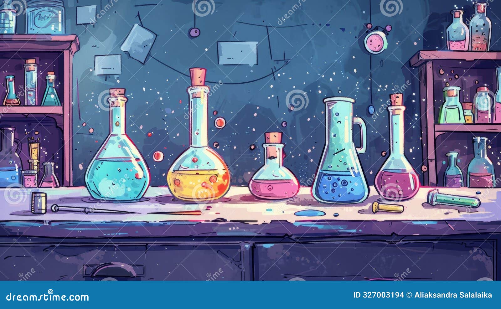 Scientific Experiment, Science Experiment in Progress with Chemical ...