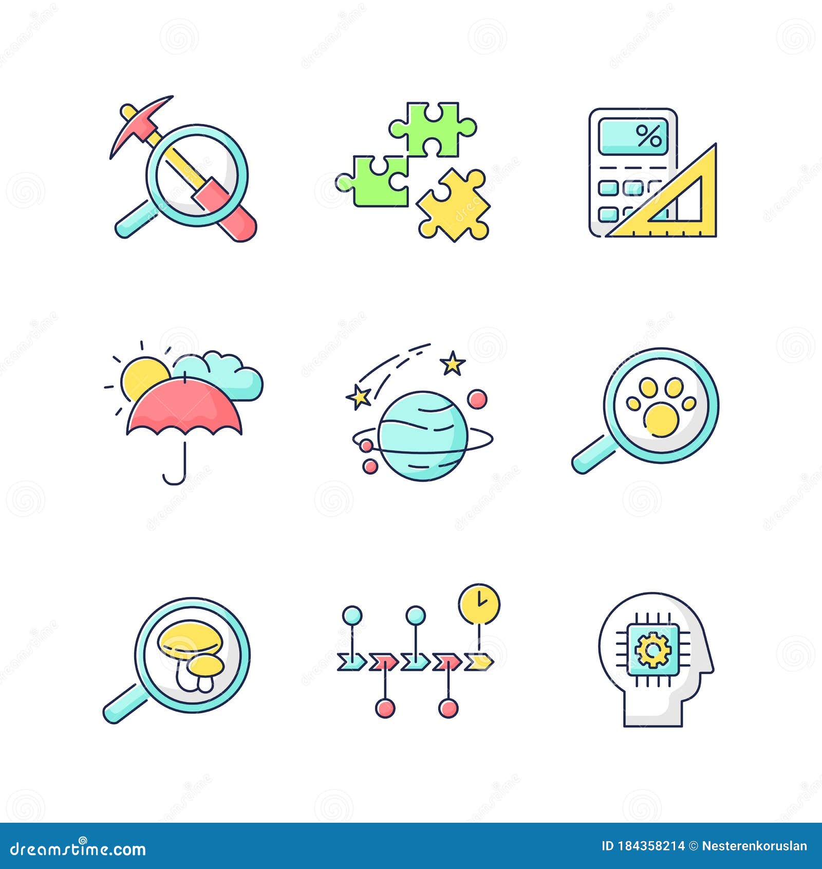 Scientific Fields RGB Color Icons Set Stock Vector - Illustration of ...