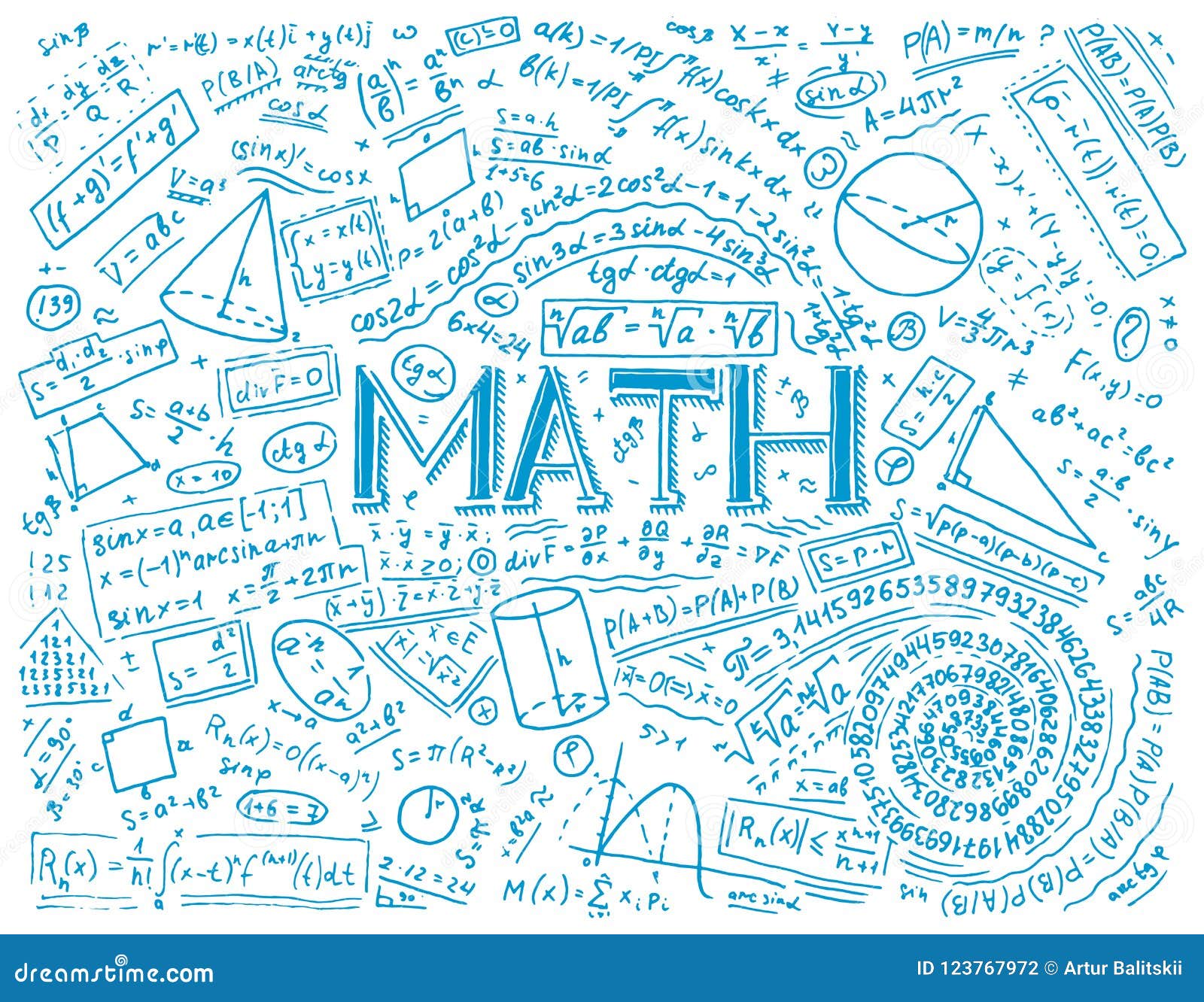 Scientific Formulas And Calculations In Physics And Mathematics On ...