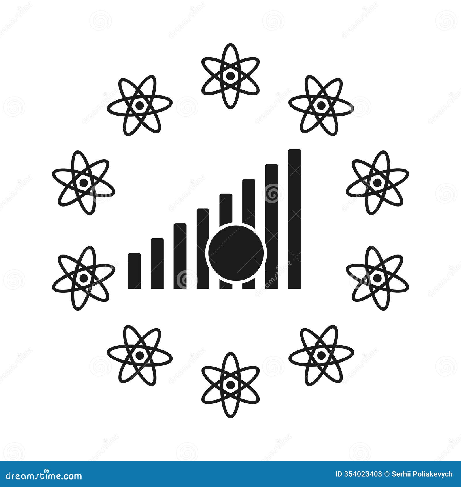 Scientific Graph Icon. Atoms Around Bar Chart. Science Vector ...
