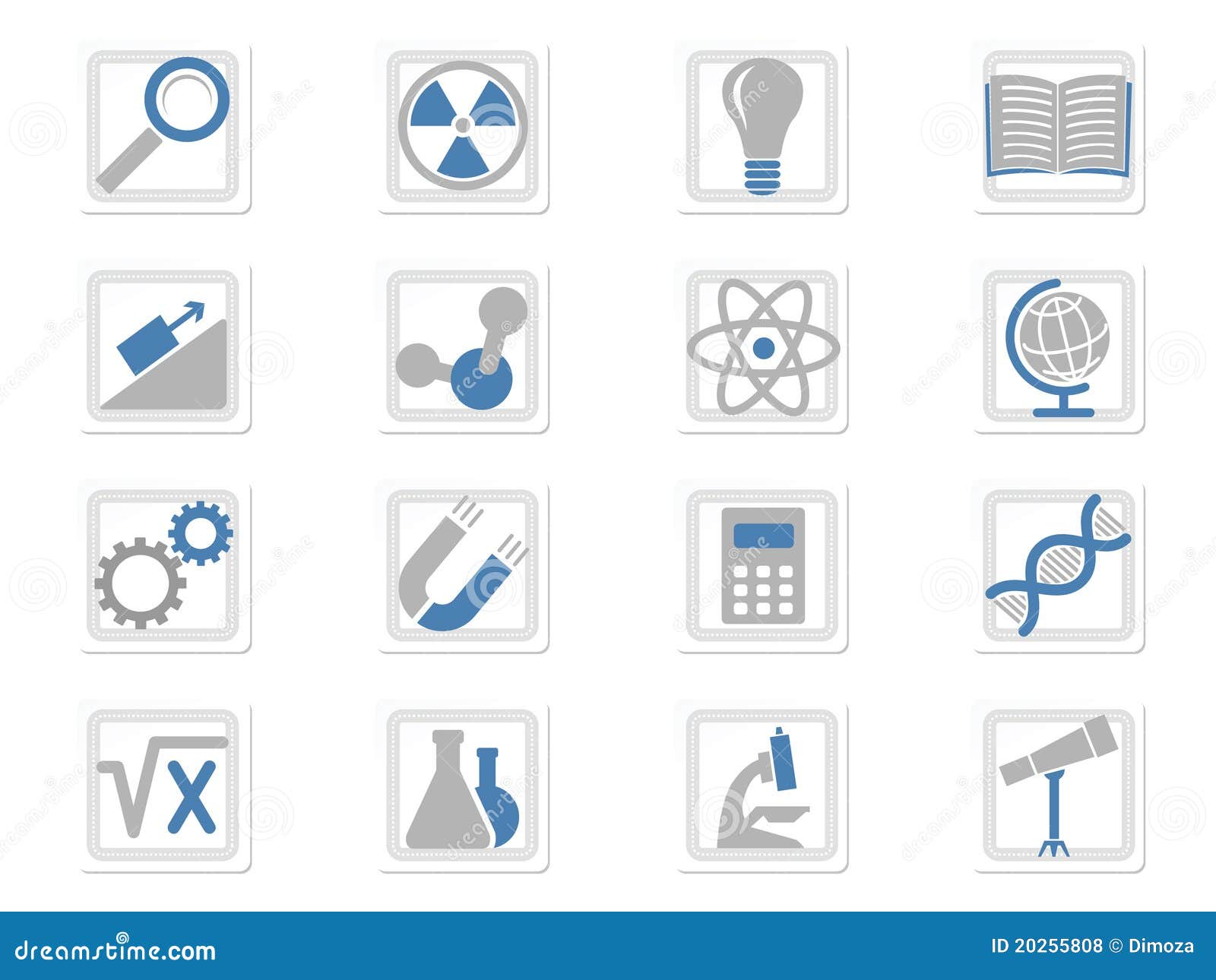Scientific icons set stock vector. Illustration of industry - 20255808