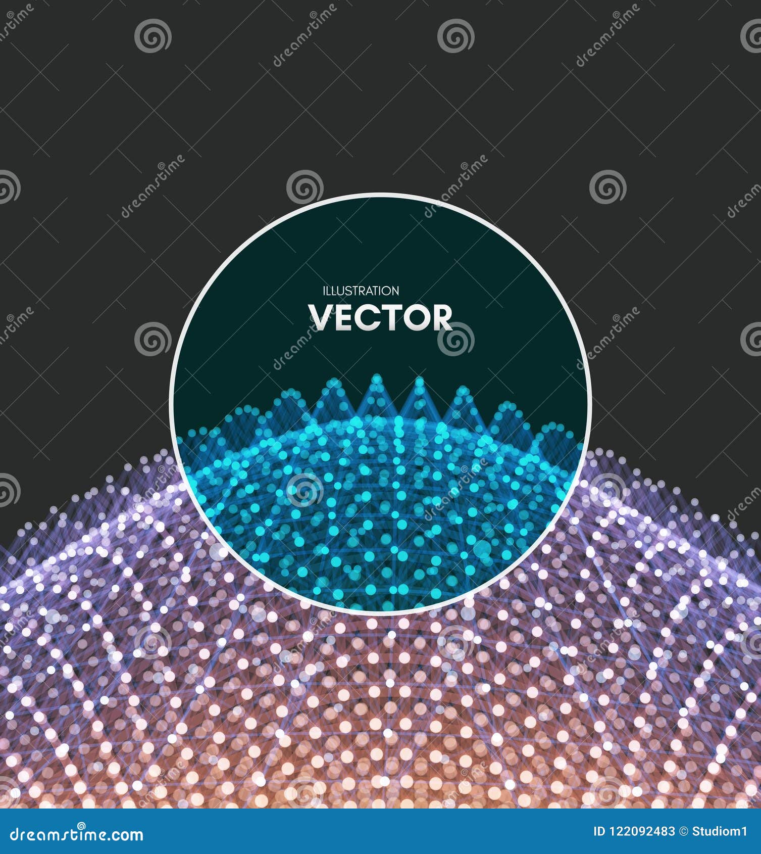 Scientific Illustration With Connected Lines And Dots. Luminous ...