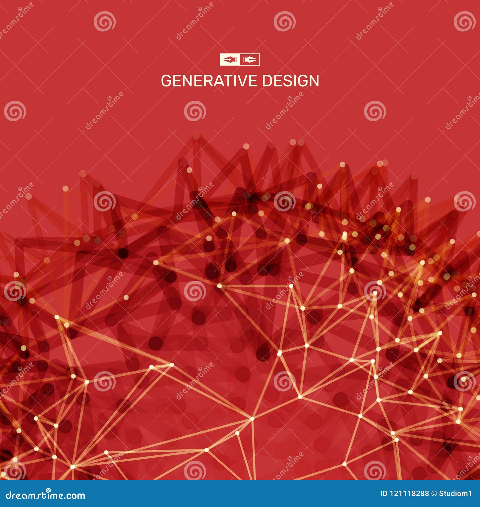 Scientific Illustration with Connected Lines and Dots. Luminous ...