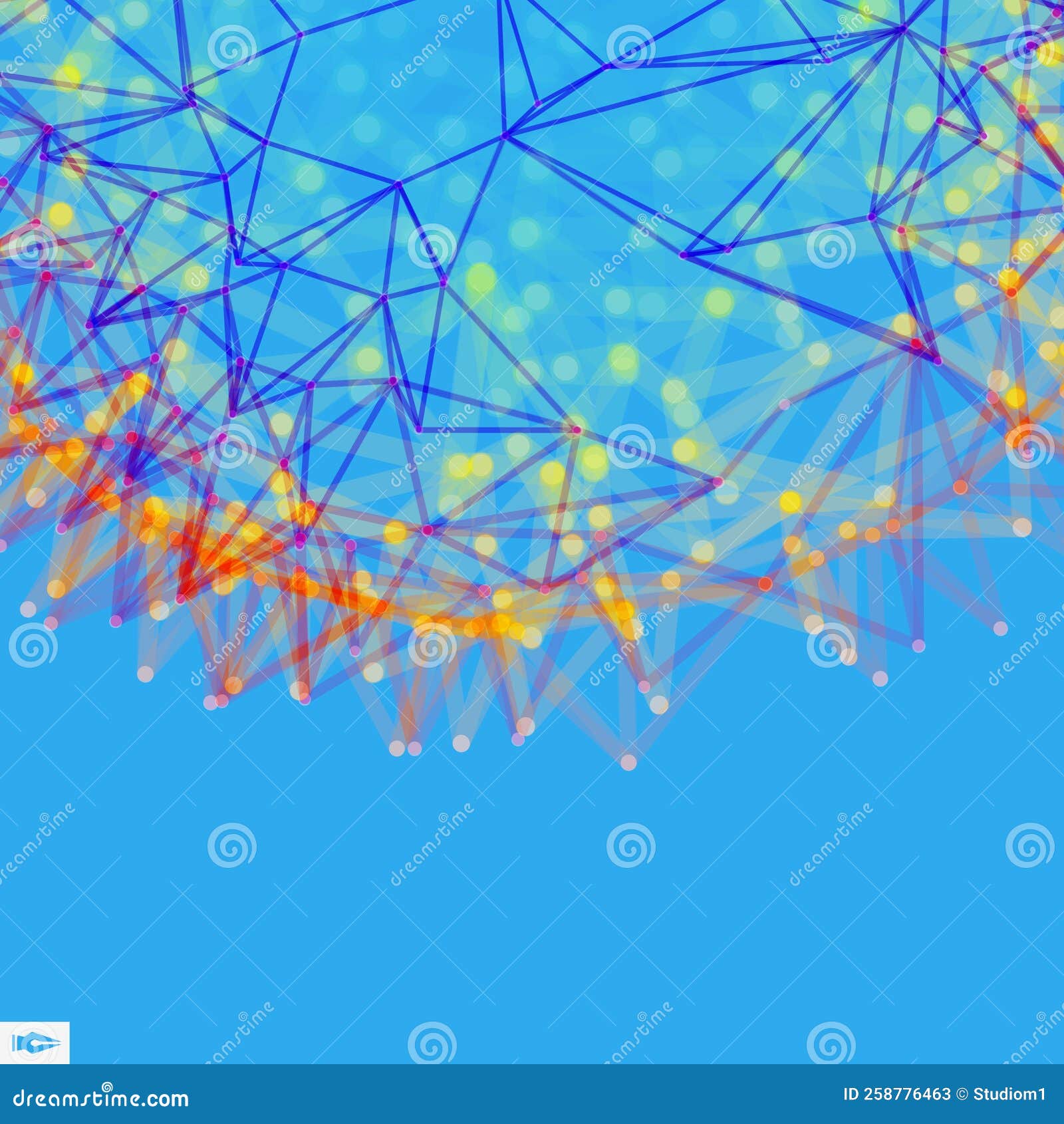 Scientific Illustration with Connected Lines and Dots. Luminous ...