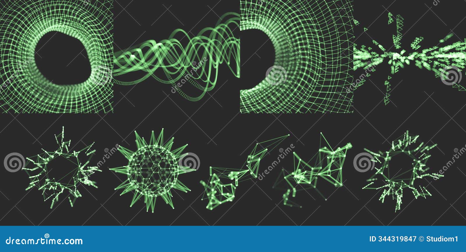 Scientific Illustration with Connected Lines and Dots. Luminous ...