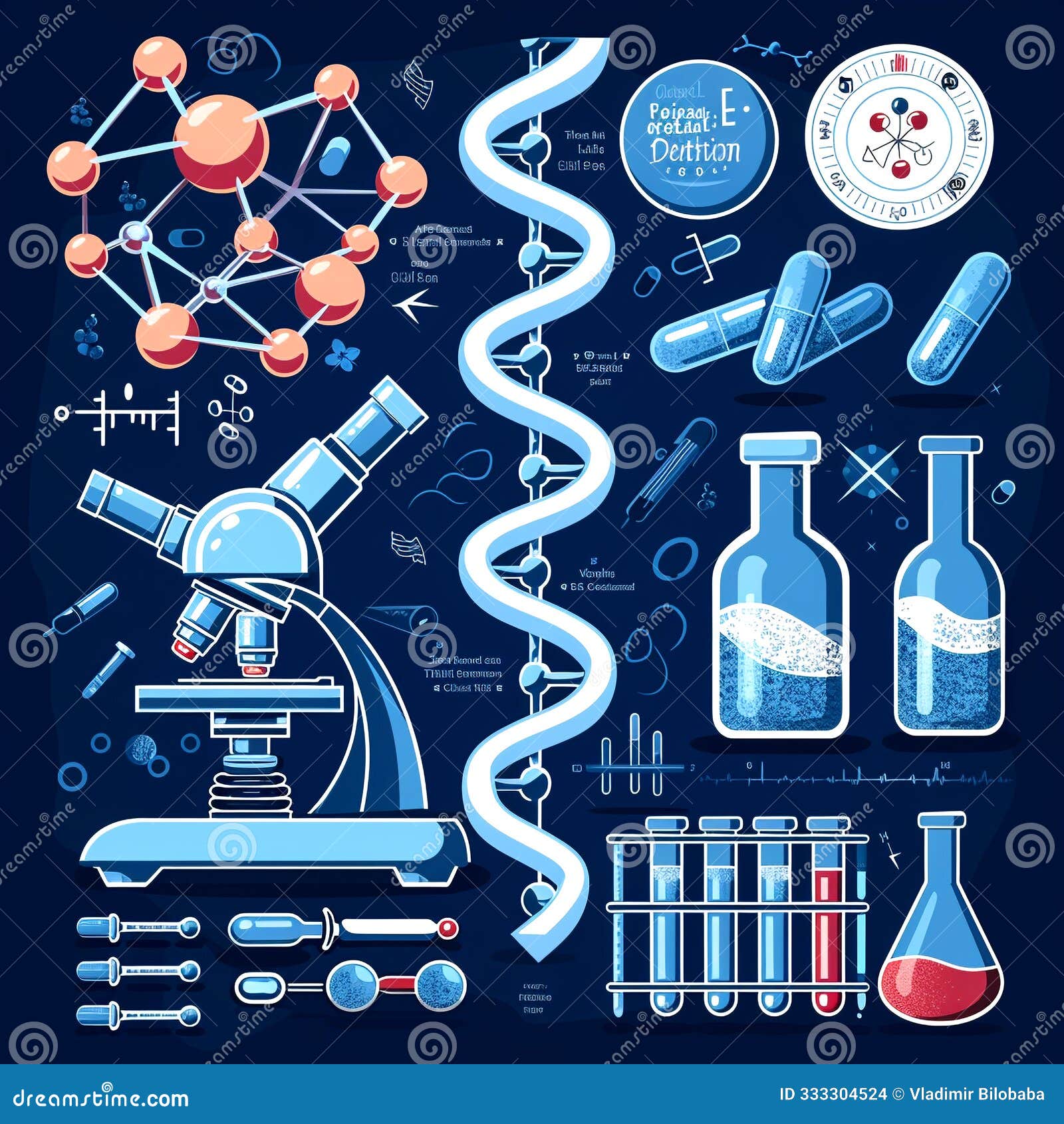 Scientific Illustration of Molecular Structures and Laboratory ...